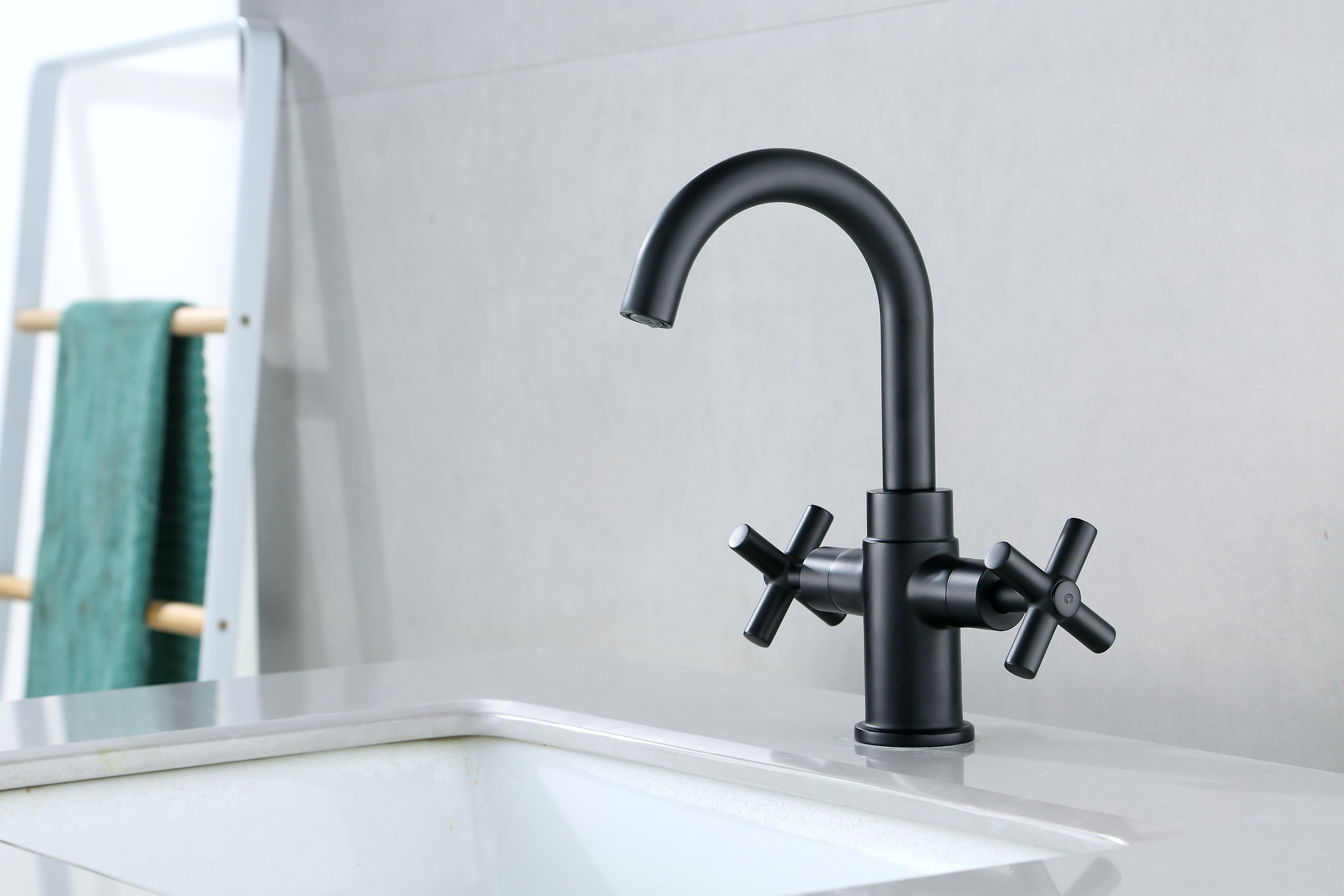 Derengge Robinet de salle de bains monotrou avec ensemble de drainage ...