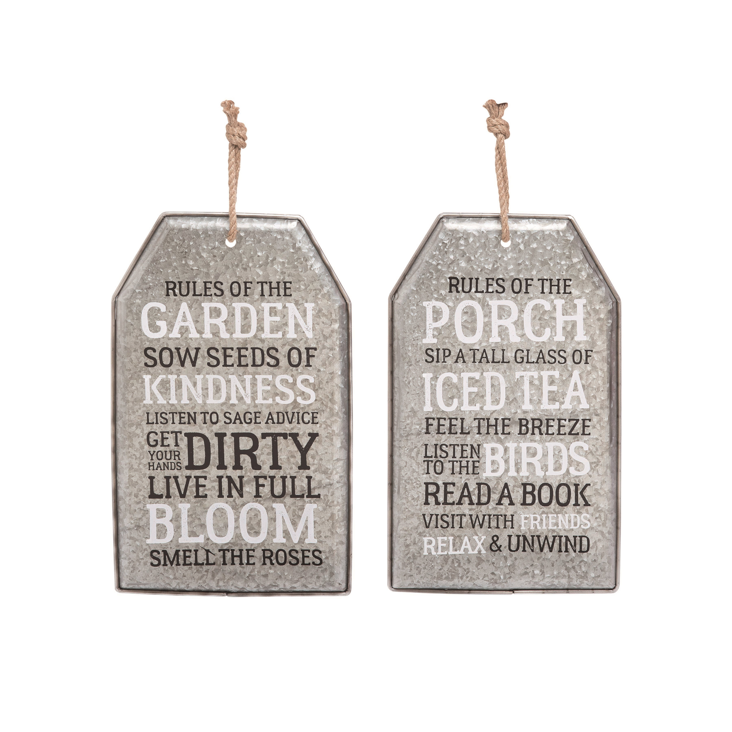 August Grove® Metal Porch Rules Decor Set of 2 Spring Home Decorations ...