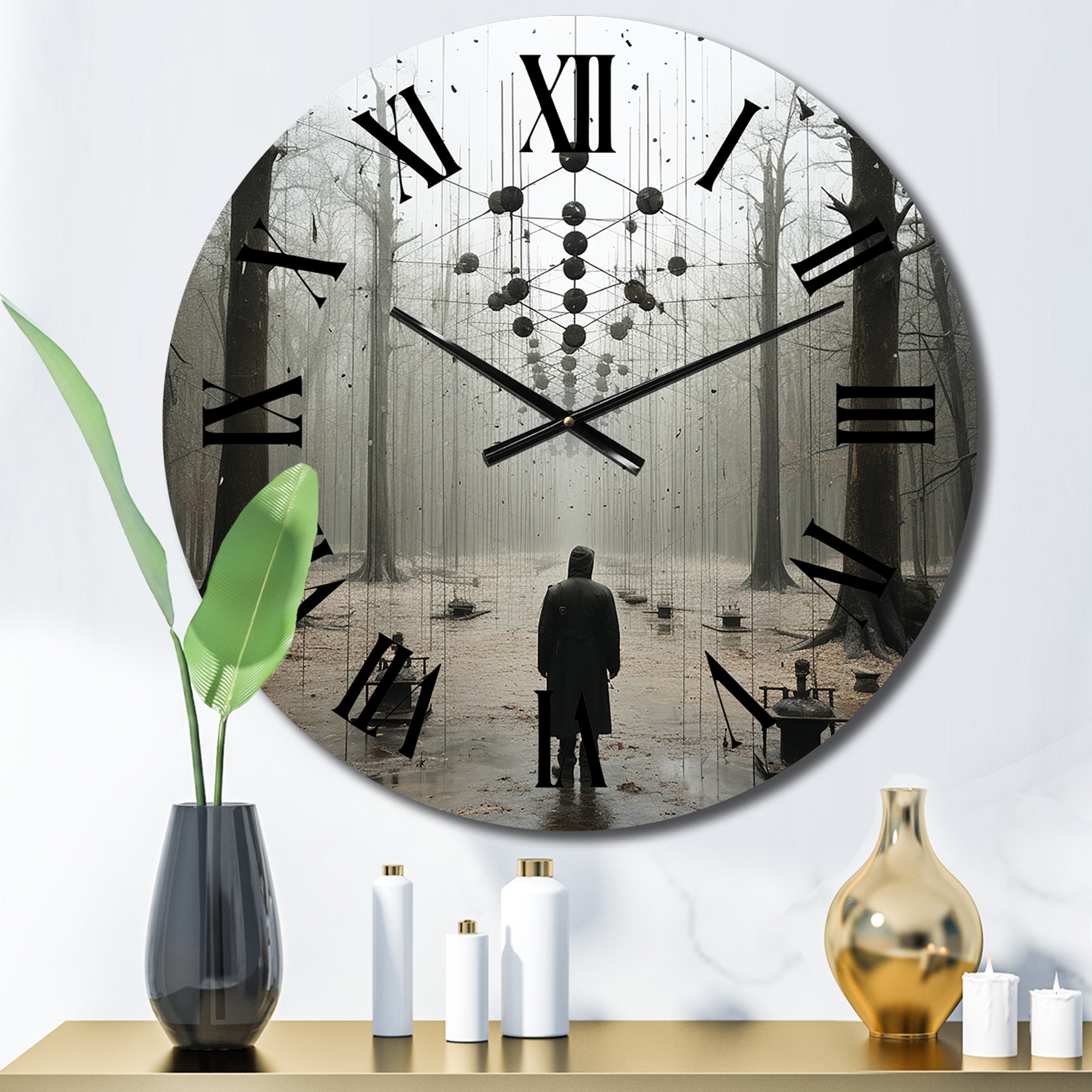 Design Art Dark Forest Mystery - Abstract Landscape Wall Clock | Wayfair