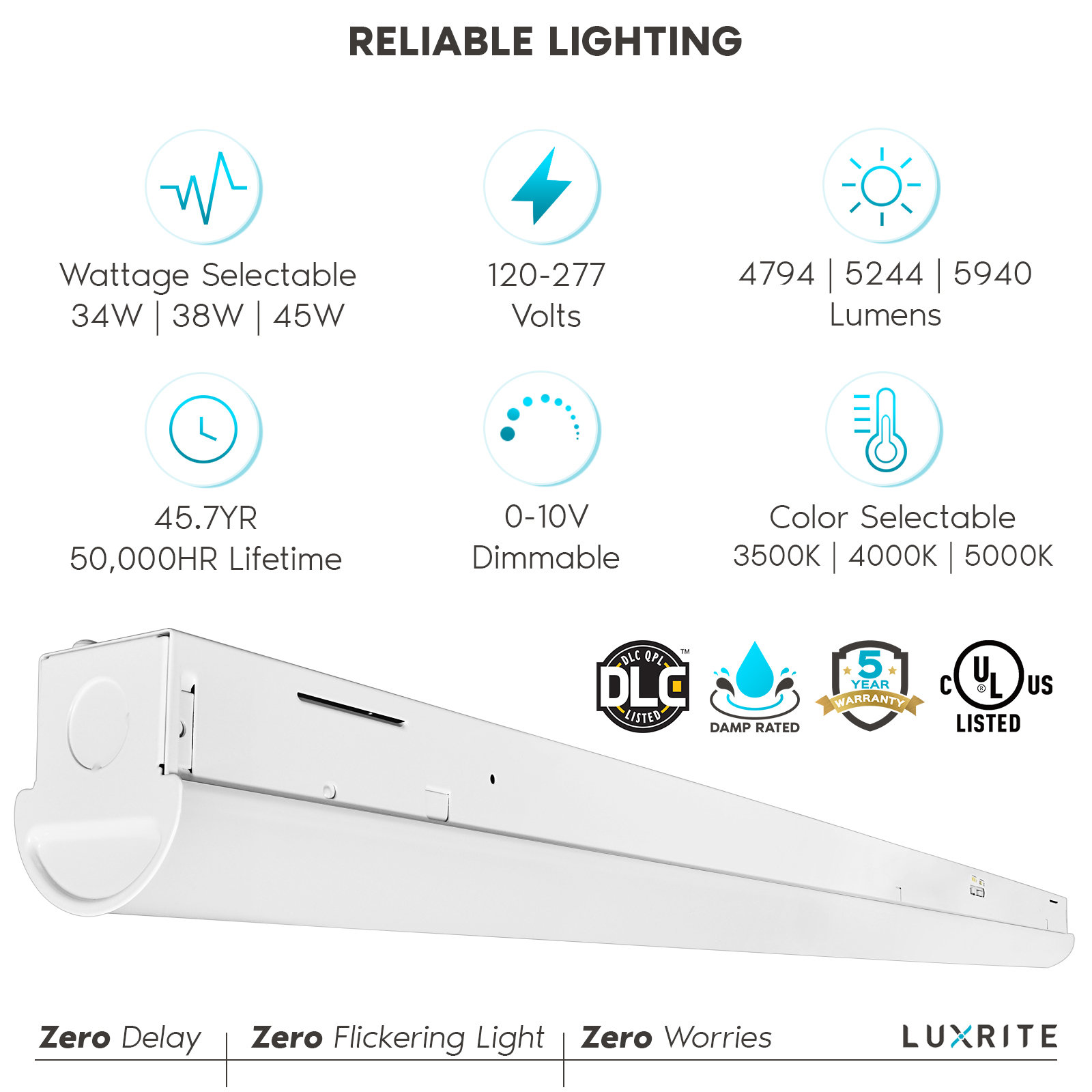 Luxrite 4' Slim Selectable CCT Linear LED Shop Light | Wayfair