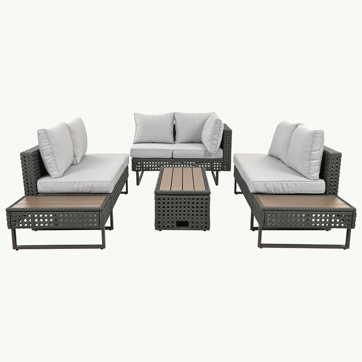Hokku Designs 6-Pers Diamond Weave Patio Sectional Furniture Set | Wayfair