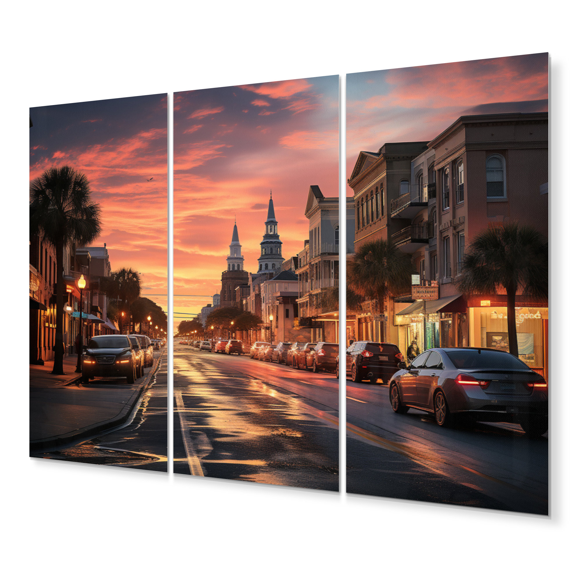 Design Art Charleston Beautiful Cityscape IV - Cityscapes Metal Wall ...