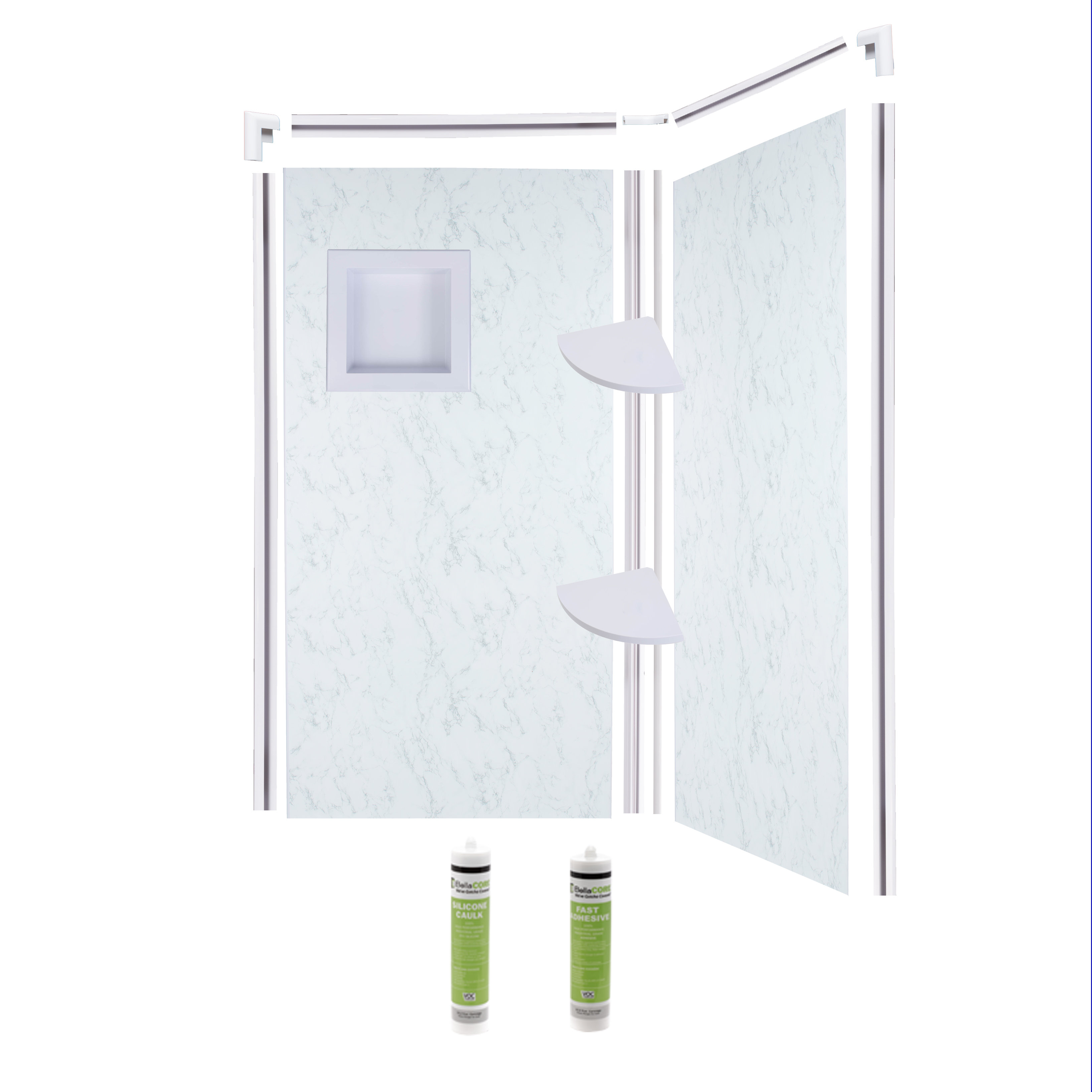 Bella CORE 2 Wall Tub and Shower Surround up to 48Dx48Wx96H | Wayfair