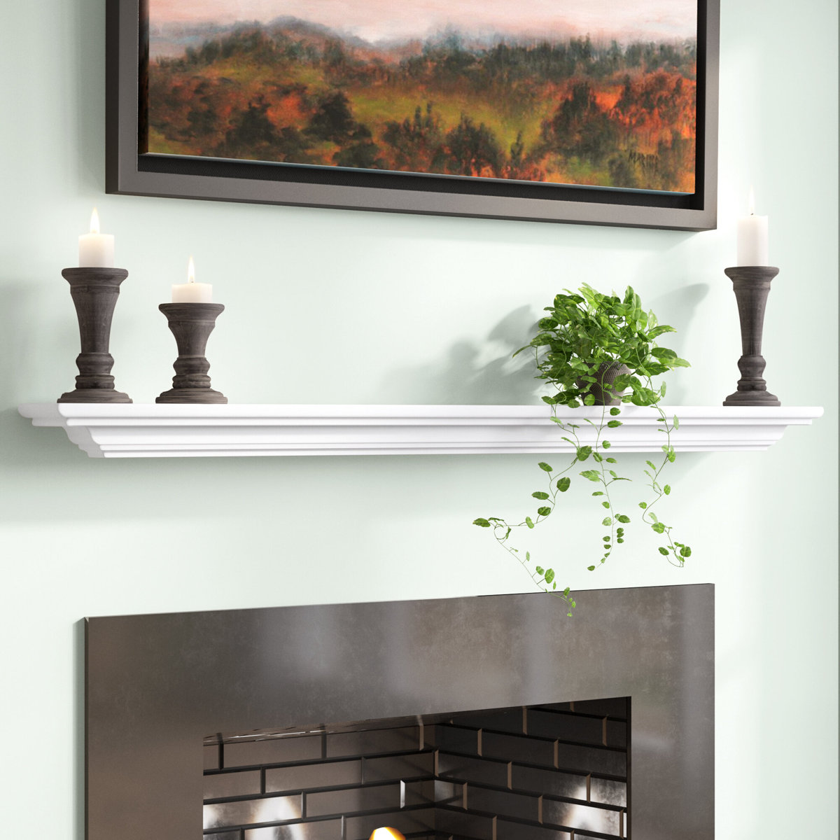 Millwood Pines Floating Wood Fireplace Mantel Shelf - 100% Hardwood Oak ...