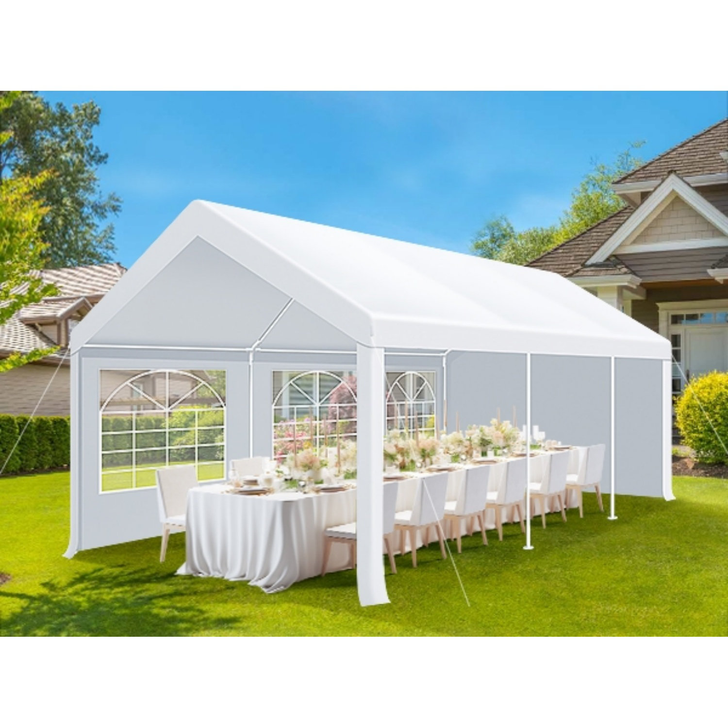 HOTEEL Heavy Duty Party Tent, 10x20ft Large Ourdoor Carport Canopy ...
