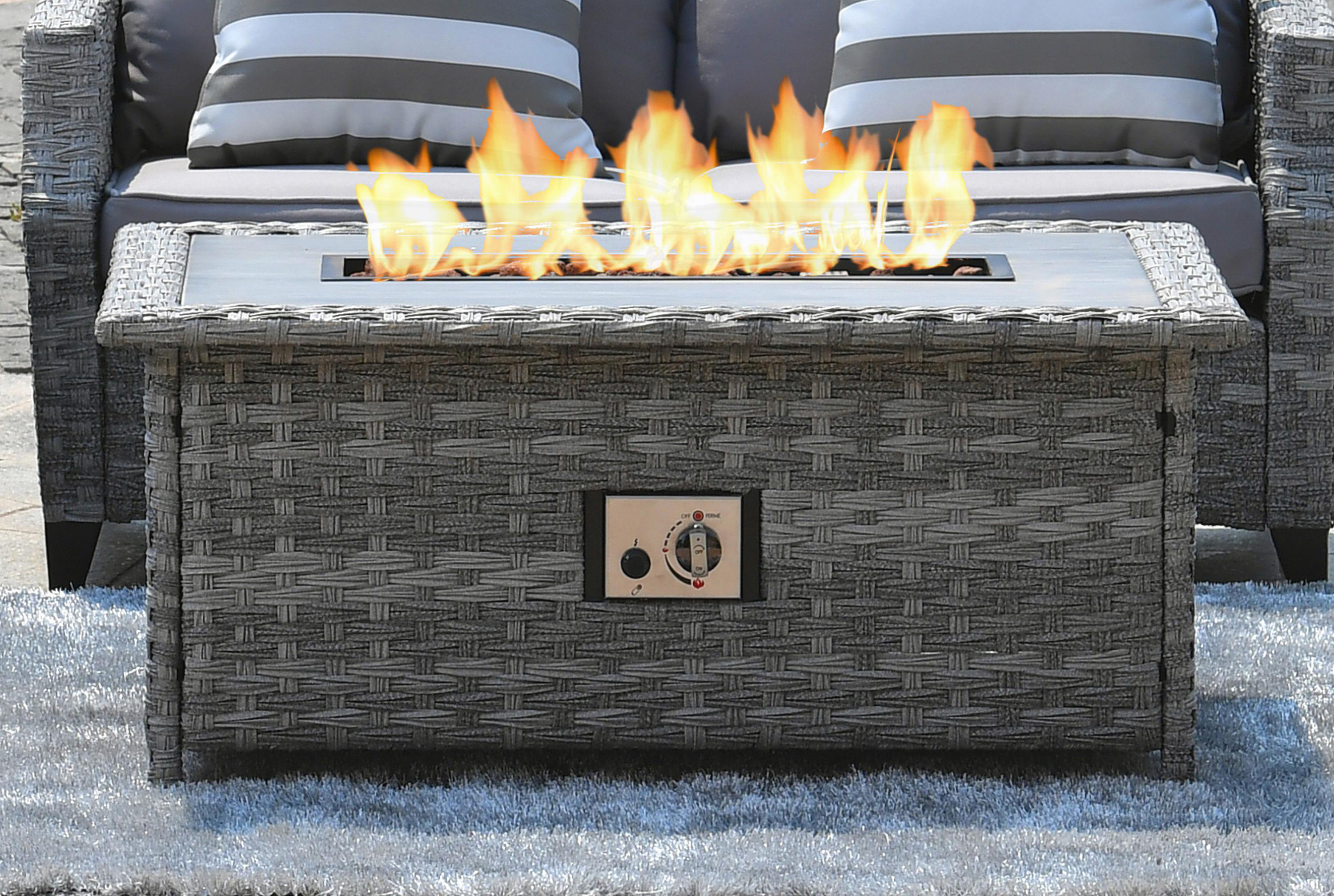 Direct Wicker Natascha Outdoor Patio Table With Gas Fire Pit | Wayfair