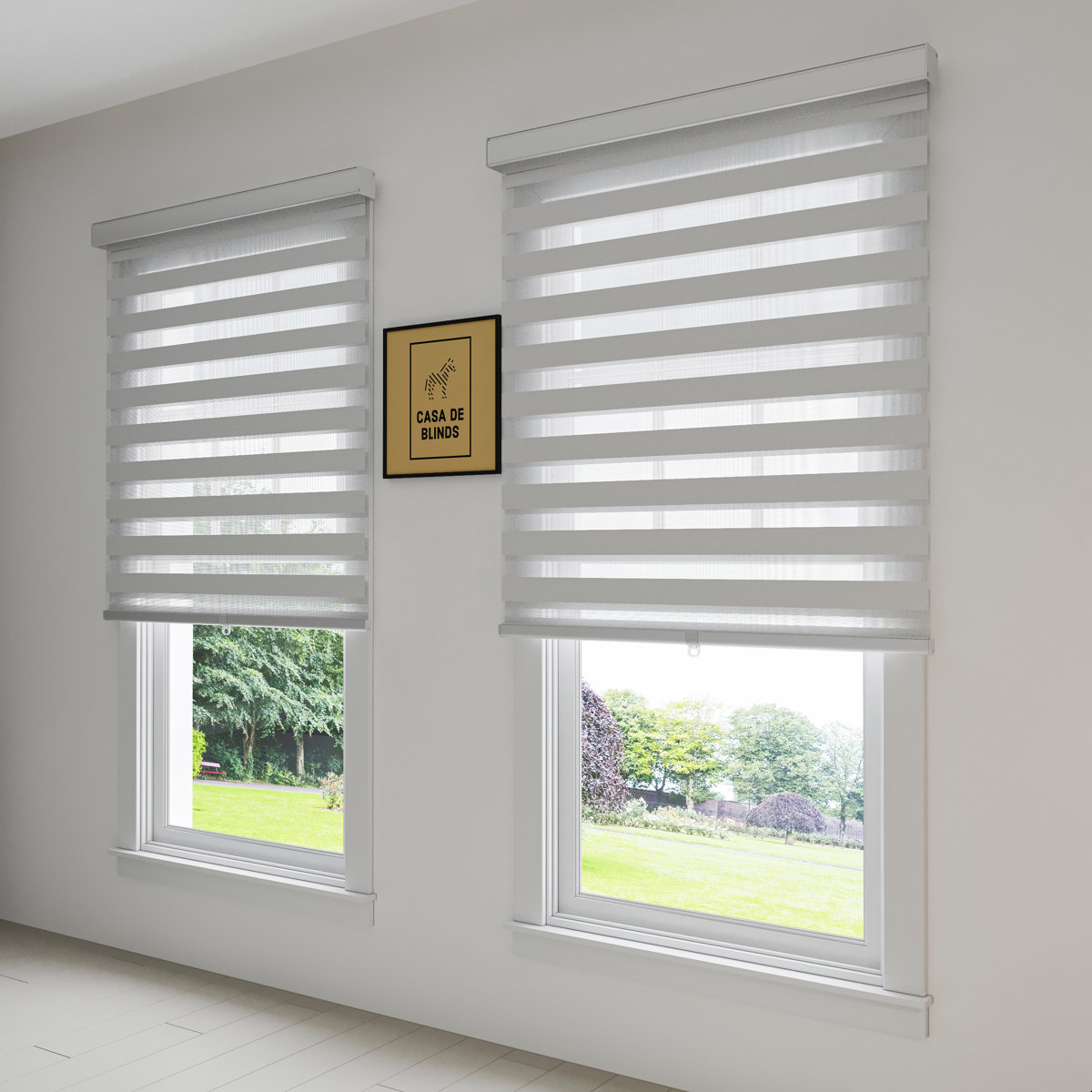 Symple Stuff Zebra Blinds Window Dual Layer Roller Shades, Cordless ...