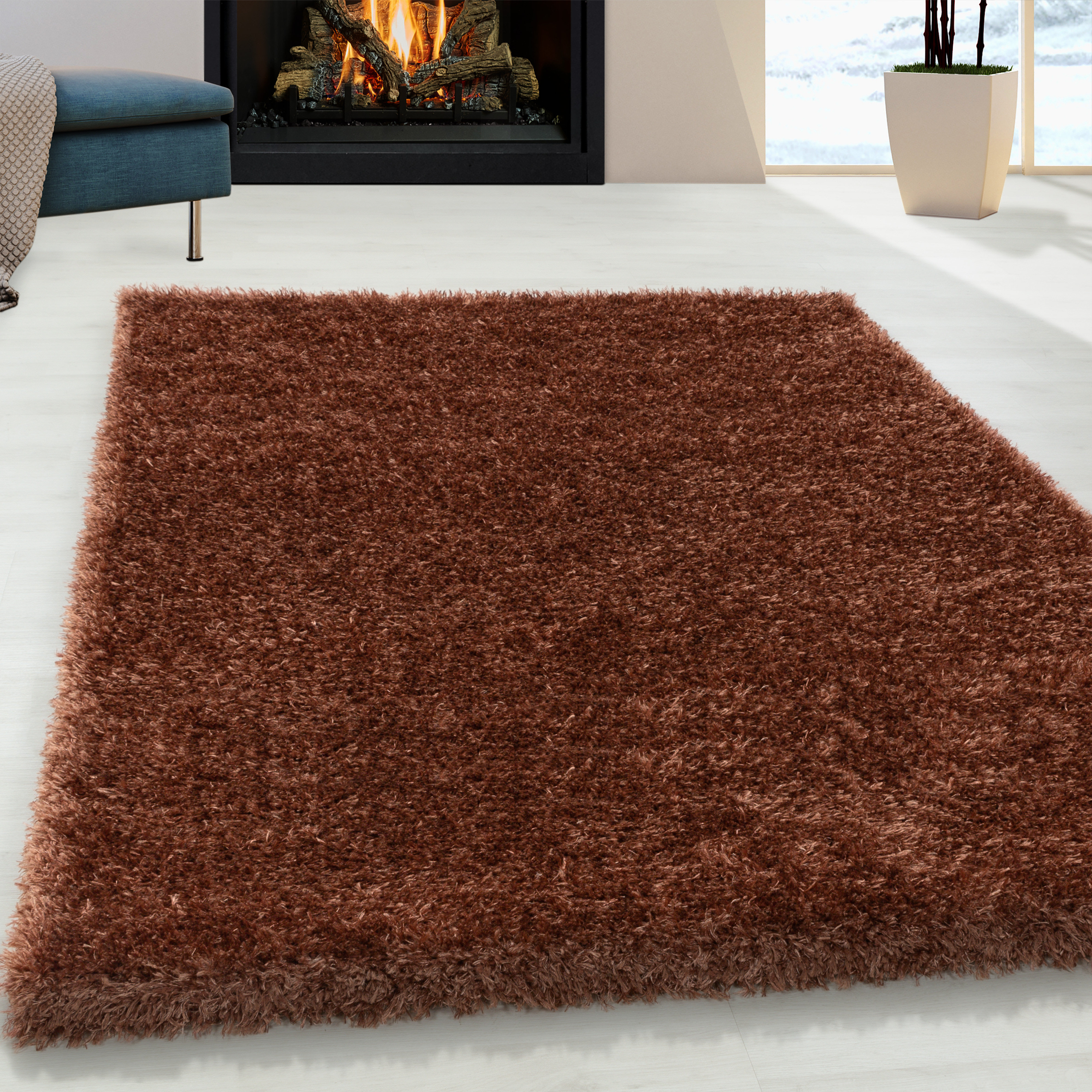 17 Stories Eustach Shaggy Copper Rug | Wayfair.co.uk