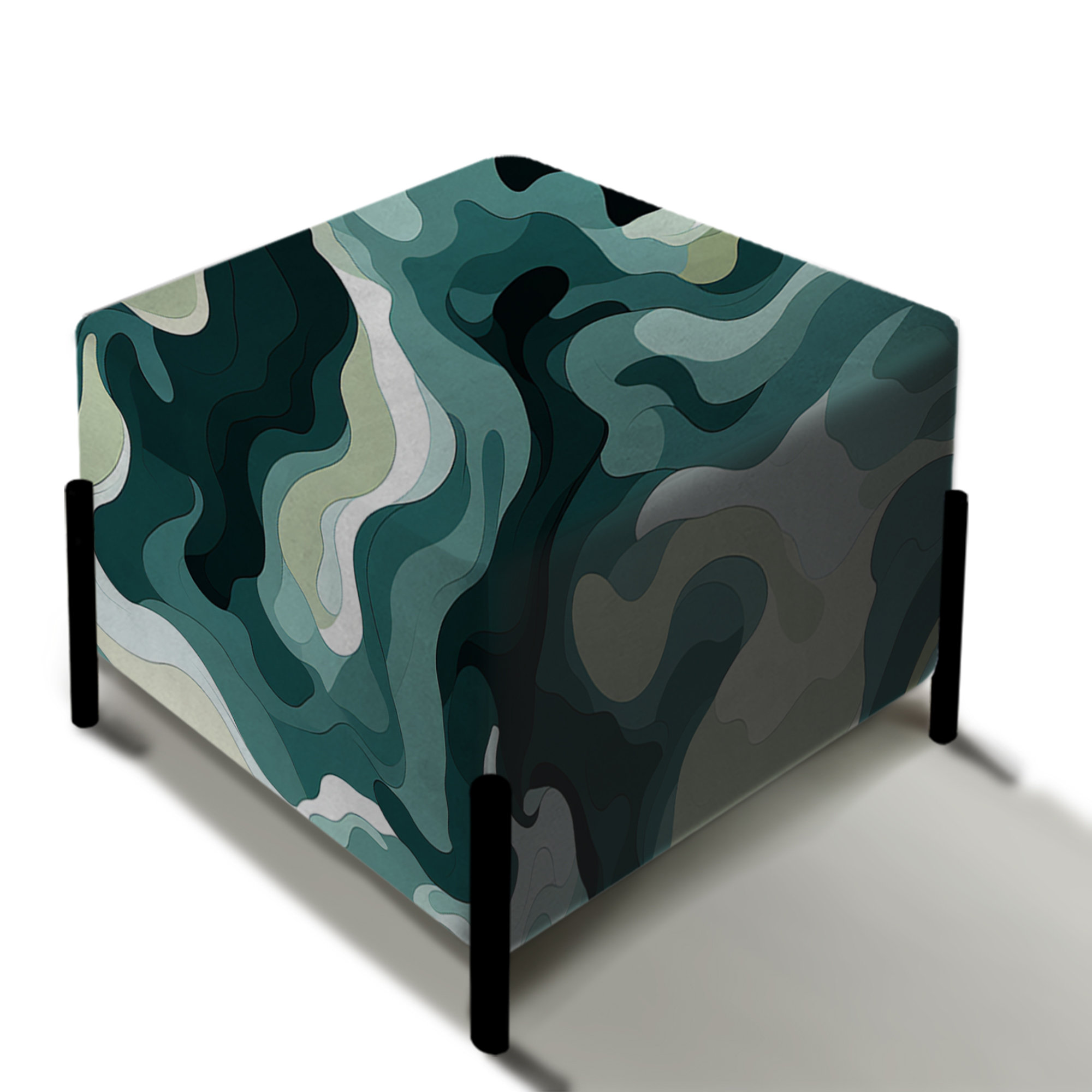 Design Art Green Chic Camouflage Fashion - Camouflage Square Ottoman ...