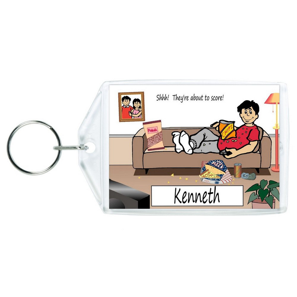 Printed Perfection Personalized Couch Potato - Male Acrylic Key Chain ...
