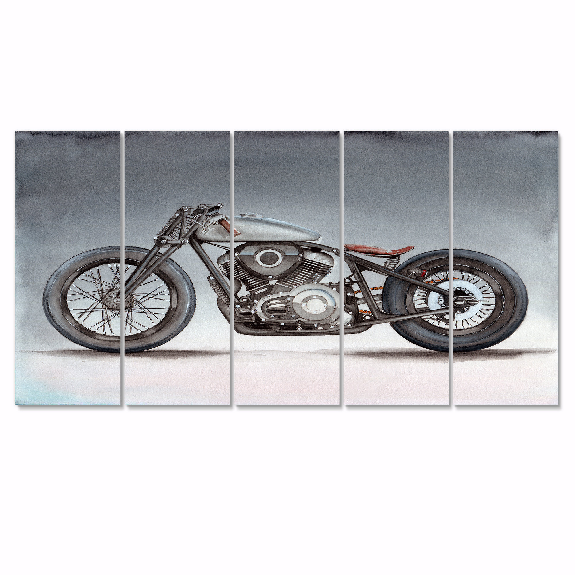 DesignArt Custom Motorcycle On Grey - Industrial Canvas Wall Art Print ...
