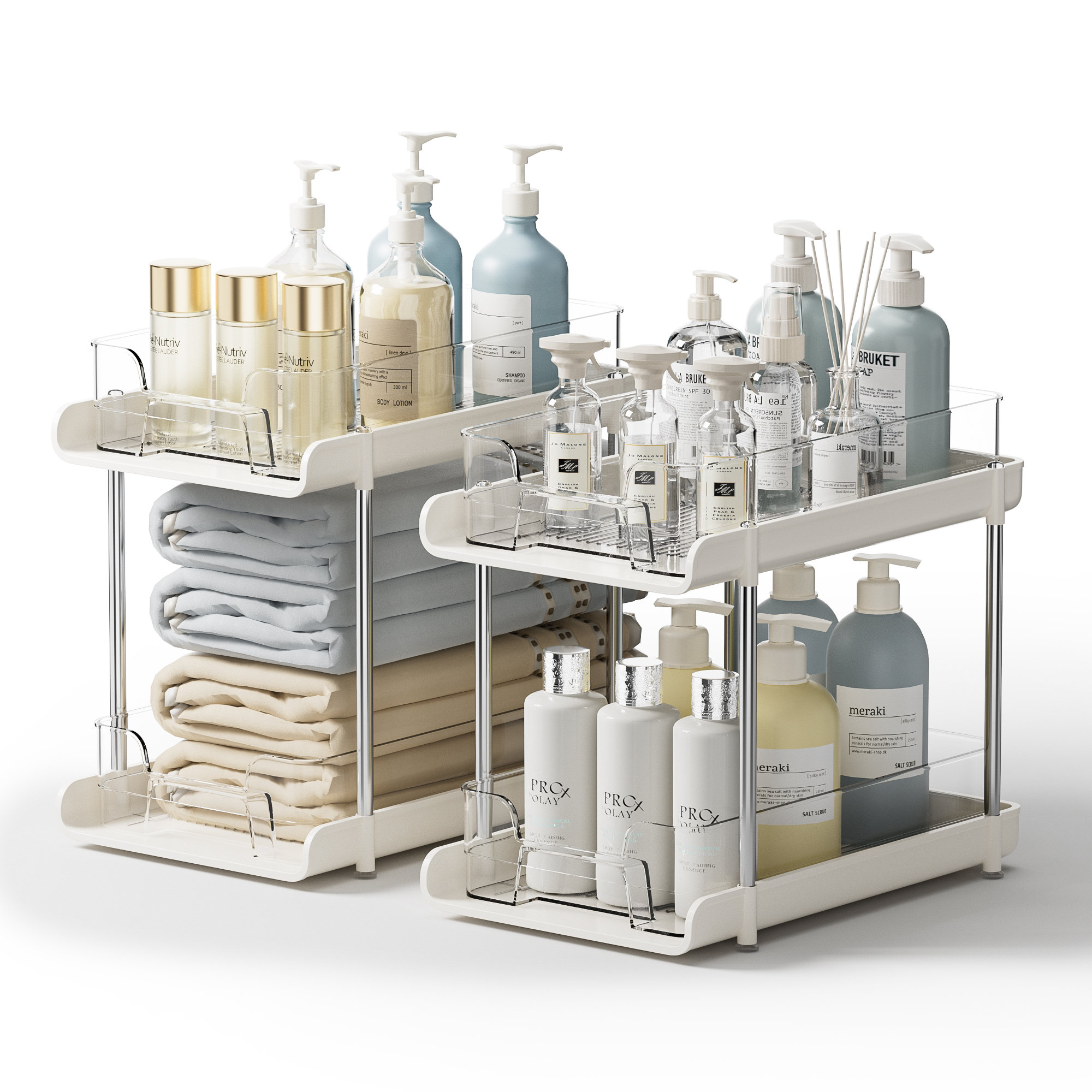 Rebrilliant 2-Layer Transparent Multifunctional Pull-Out Storage Box ...