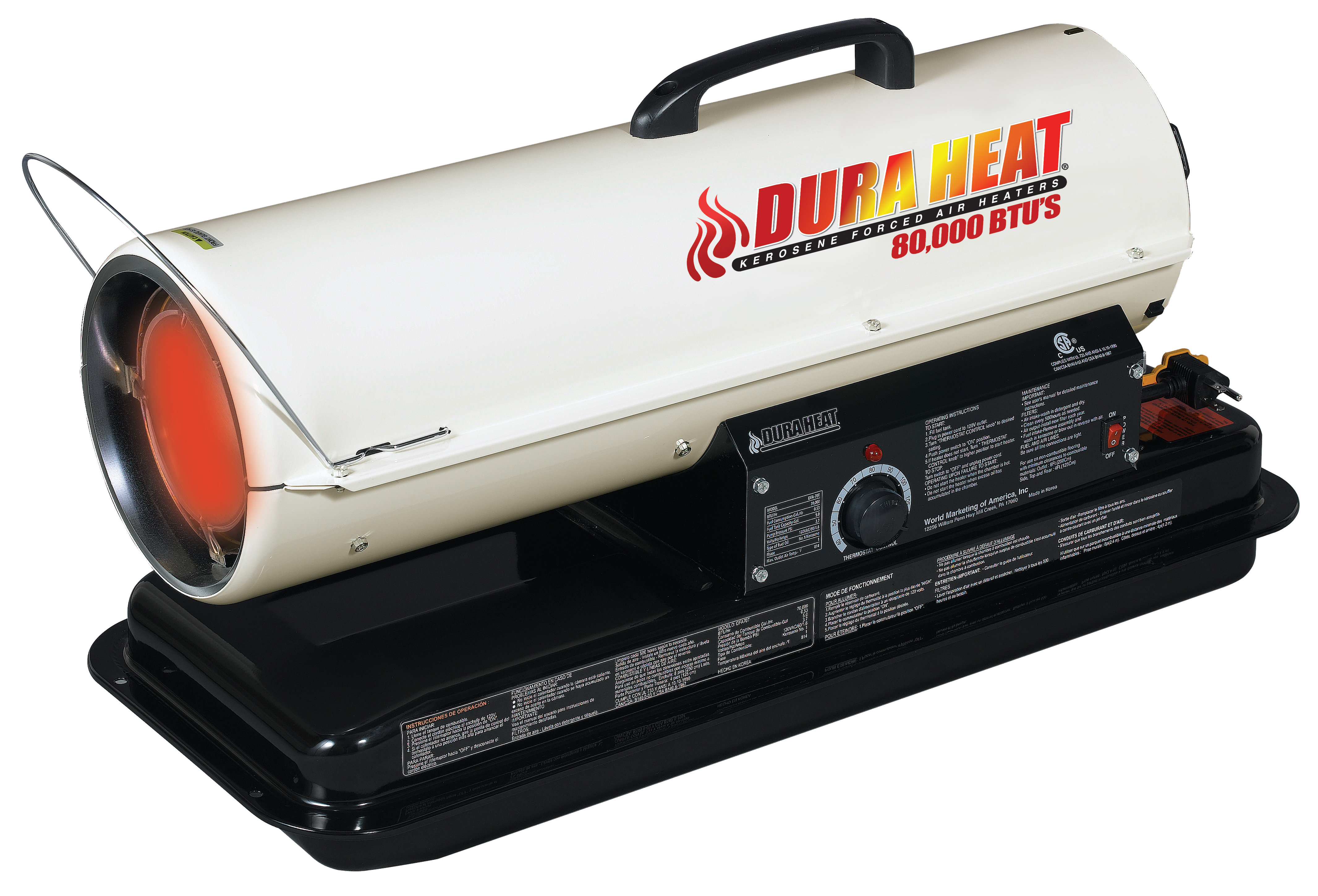 DuraHeat Dura Heat 80K BTU Kerosene Forced Air Heater, 2,000 sq ft ...