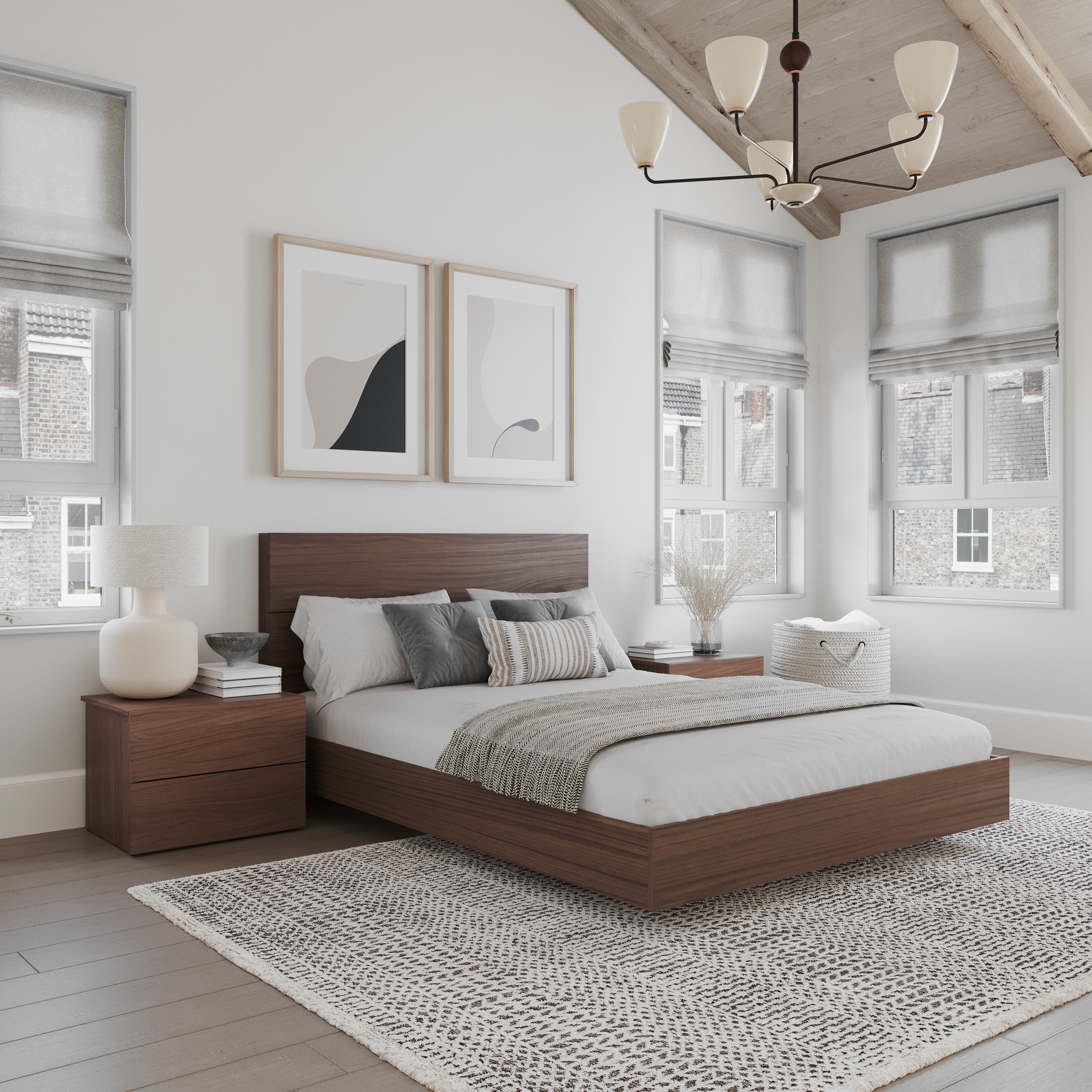 Gracie Oaks Tanguay 4-Piece Queen Size Floating Platform Bedroom Set ...