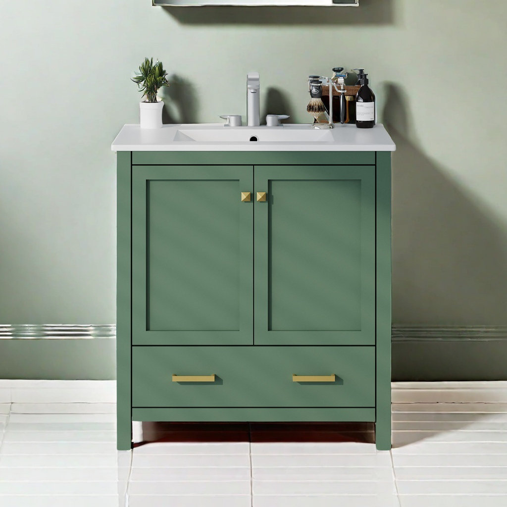 Ebern Designs 30 Inch Green Bathroom Vanity With Single Sink ...