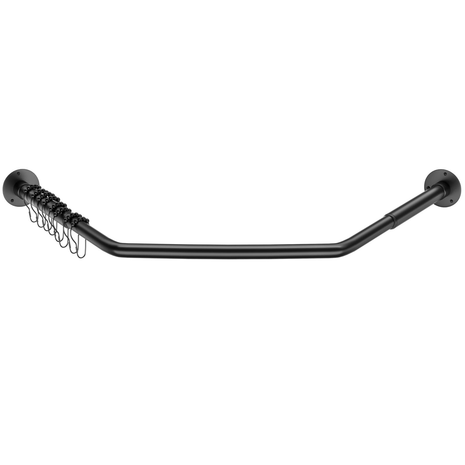 POGBUT L-Shaped Stainless Steel Adjustable Corner Shower Curtain Rod ...