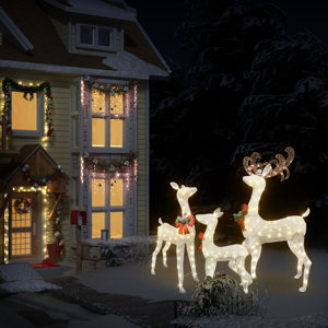 The Holiday Aisle® 3 Piece Christmas Deer Lighted Display Set, 3-Piece ...