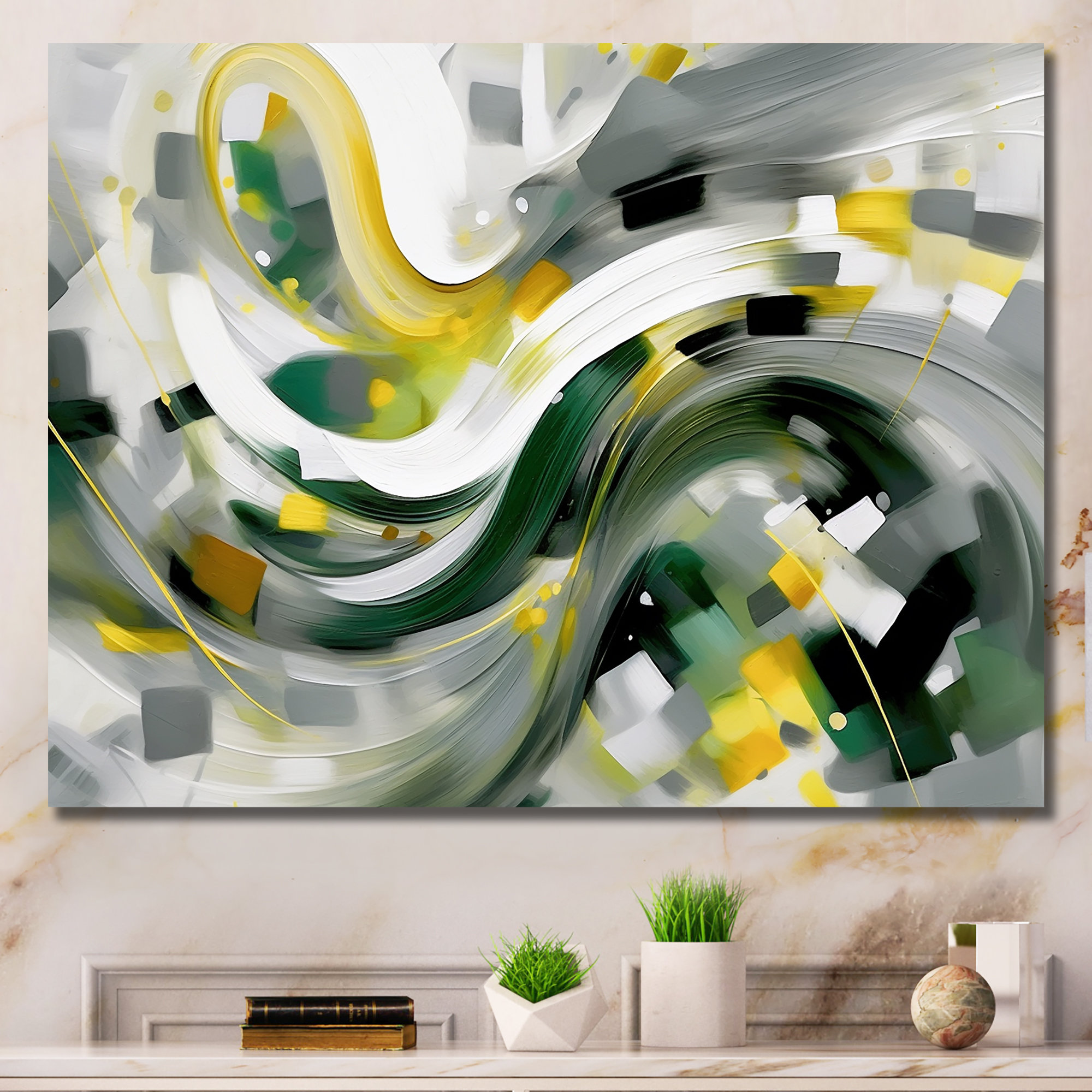 Design Art Dynamic Waveforms I - Scandinavian Canvas Art Print ...