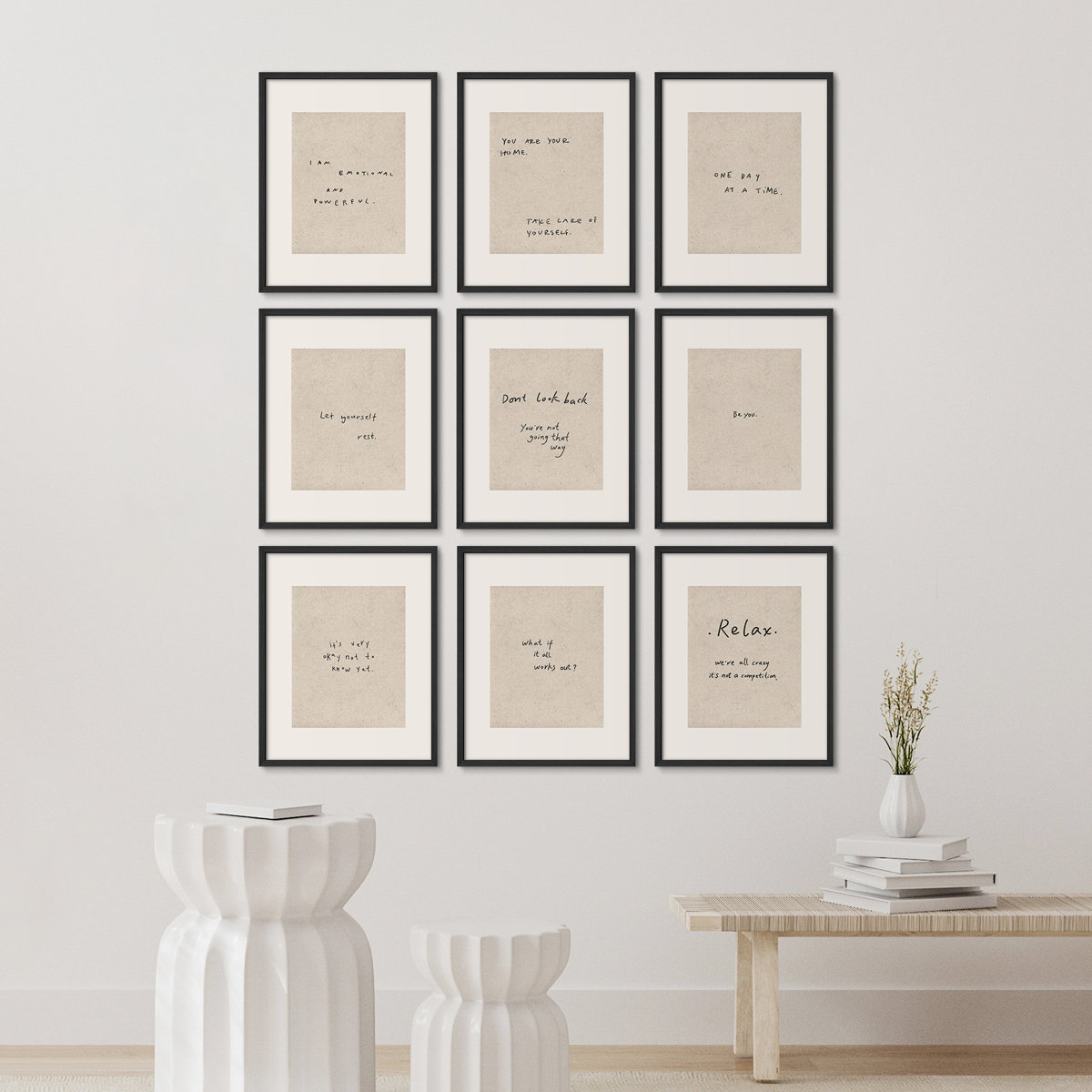 SIGNLEADER 9-Piece Framed Inspirational Quote Wall Art Set – Minimalist ...