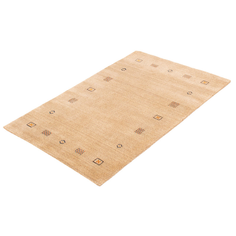 Bungalow Rose Oriental Hand-Knotted Wool Tan Area Rug | Wayfair