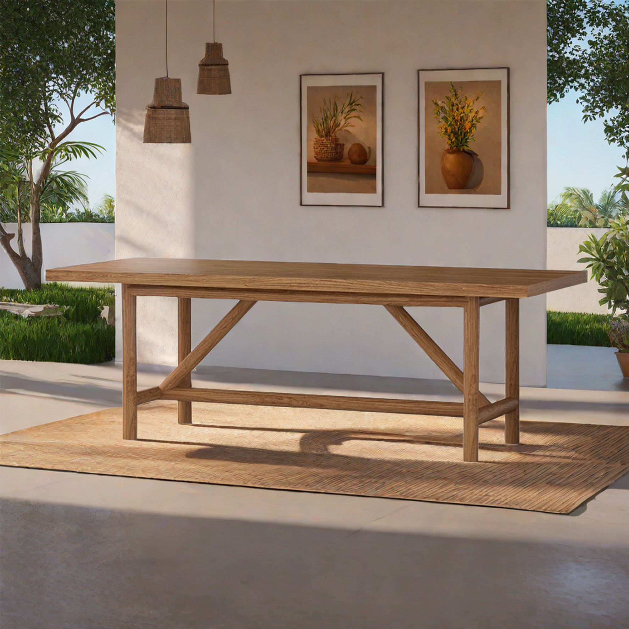 HomeLuxea Ash Wood Rectangular Plank Dining Table Rectangular Dining ...