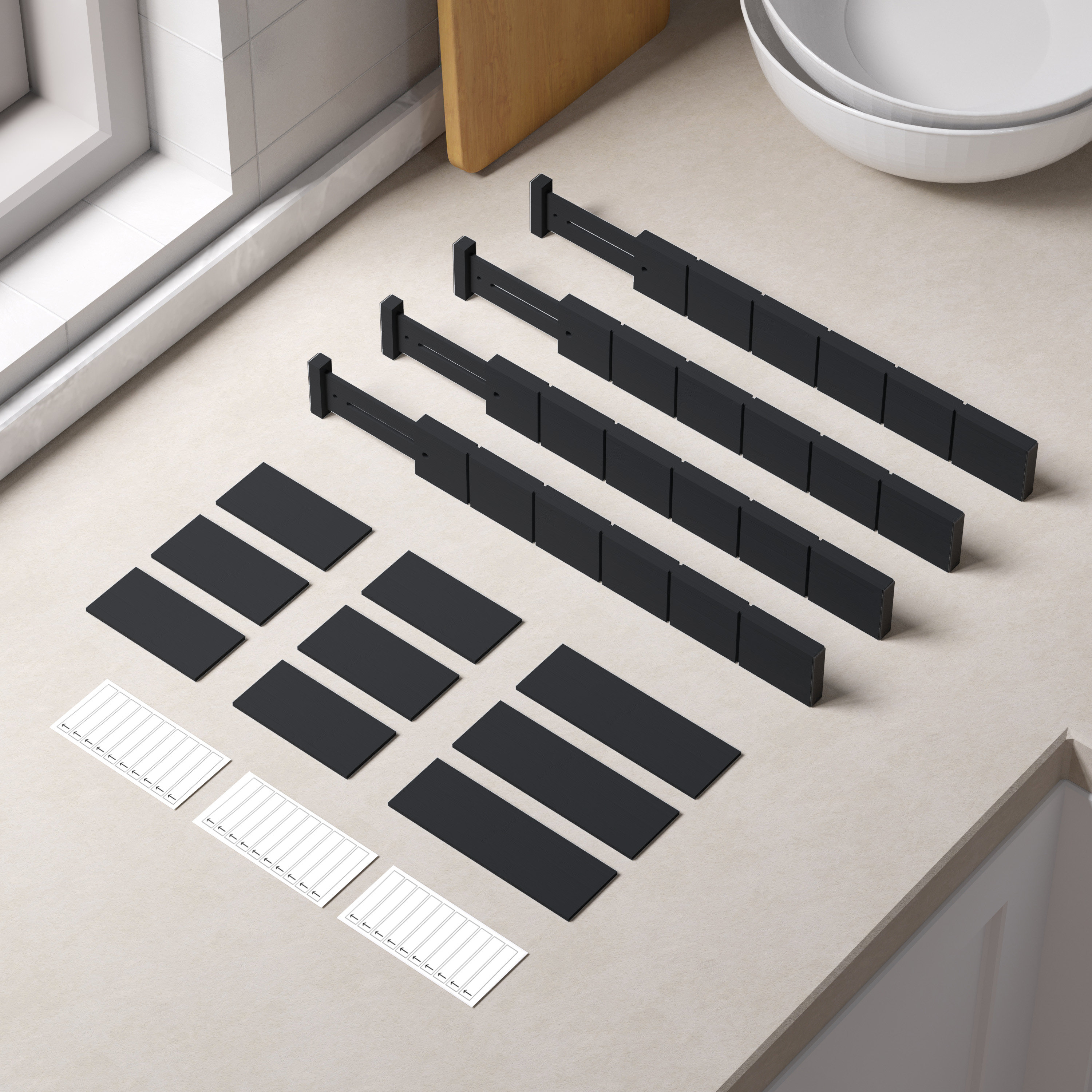 SpaceAid Bamboo Adjustable Drawer Dividers with Inserts and Labels – 4 ...