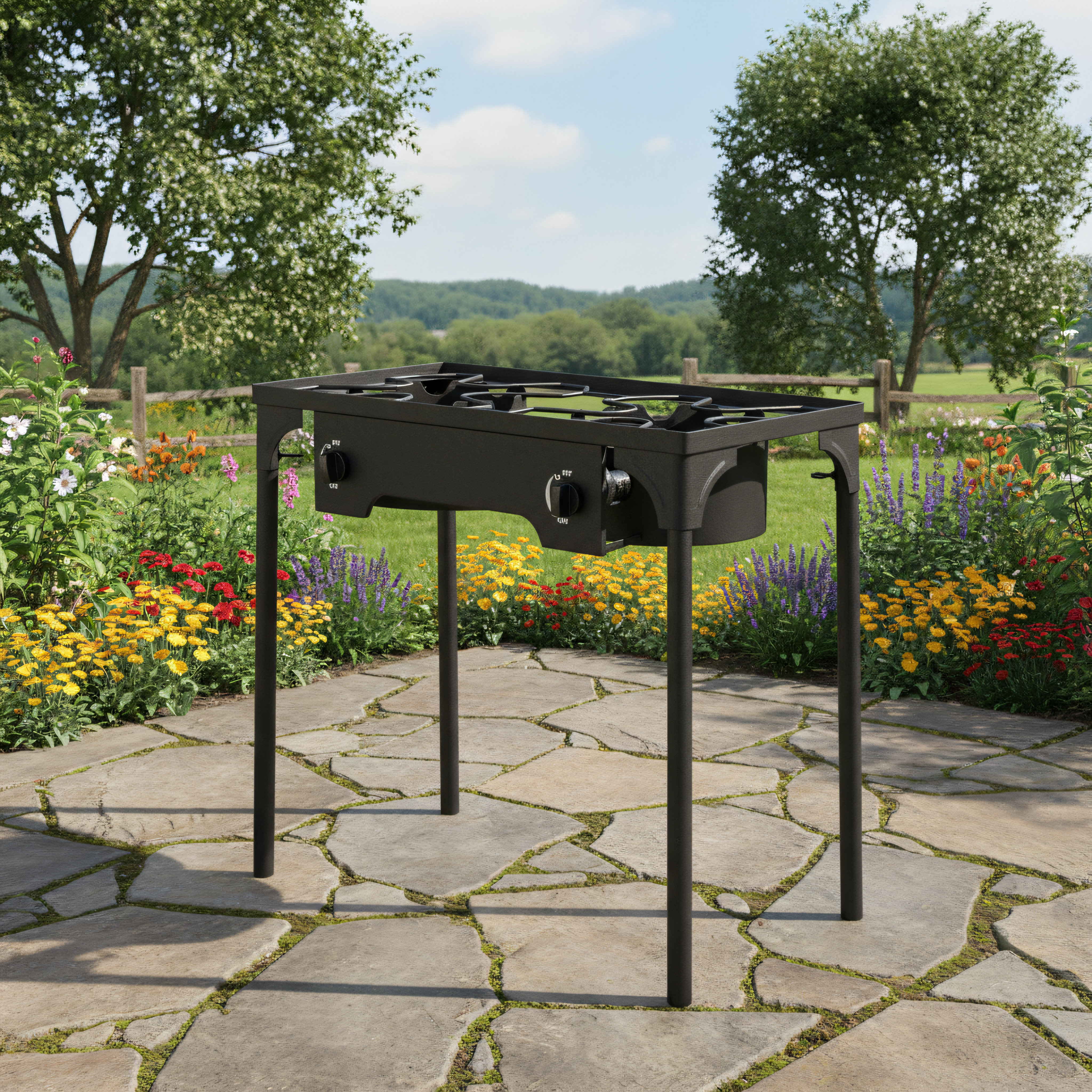 HANGZHOUFEIXIN 150000btu Rectangular Double-burner Four-legged Gas ...