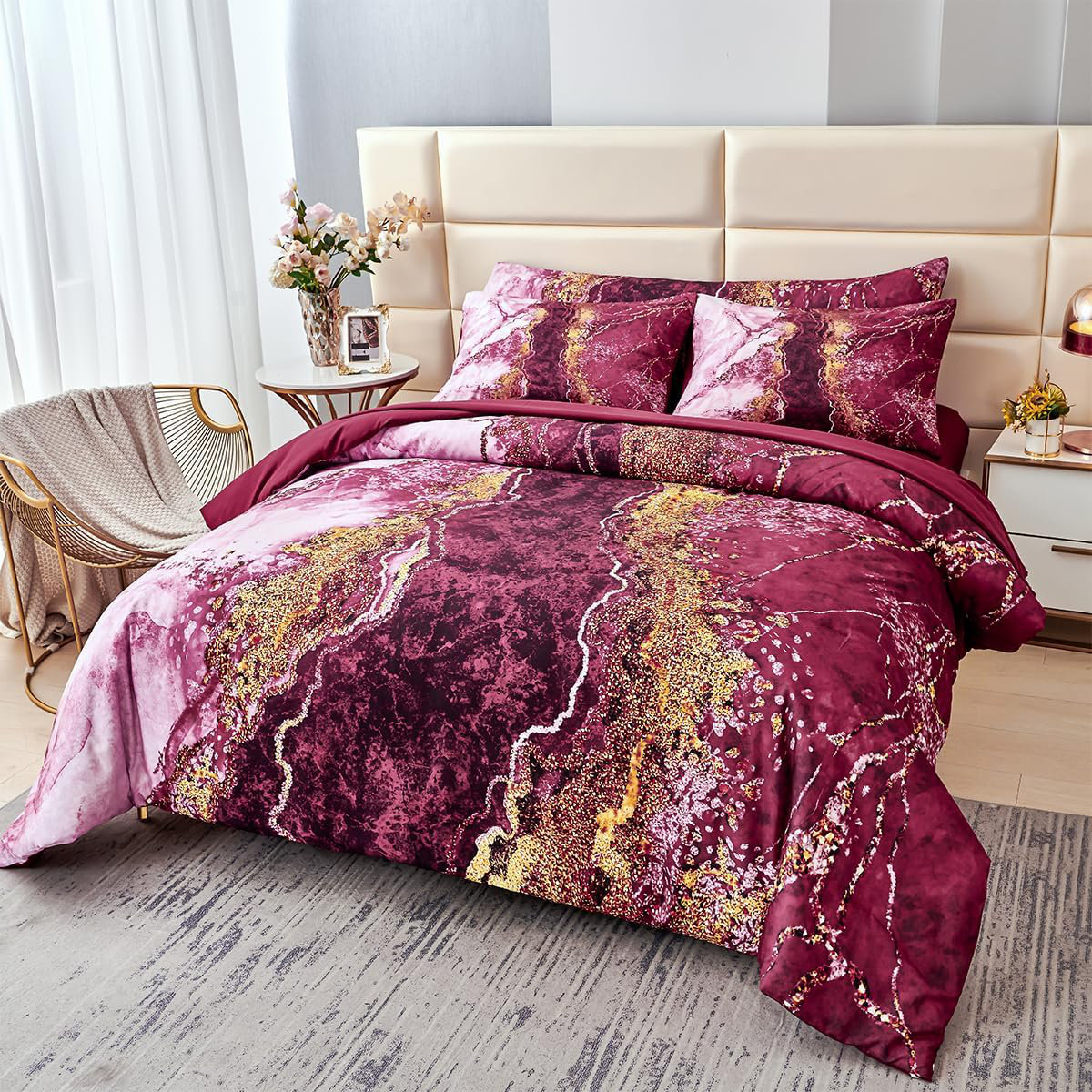 HETACE Marble Pattern Comforter Set 6 Pieces | Wayfair