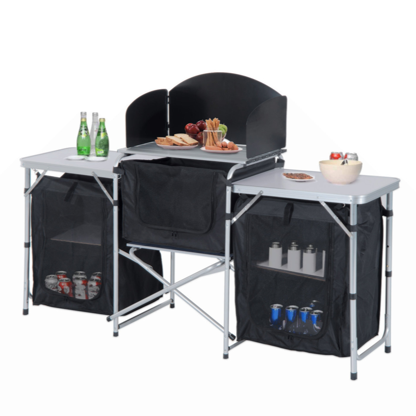 Builddecor Outsunny Aluminum Portable Camping Kitchen Fold-Up Cooking ...