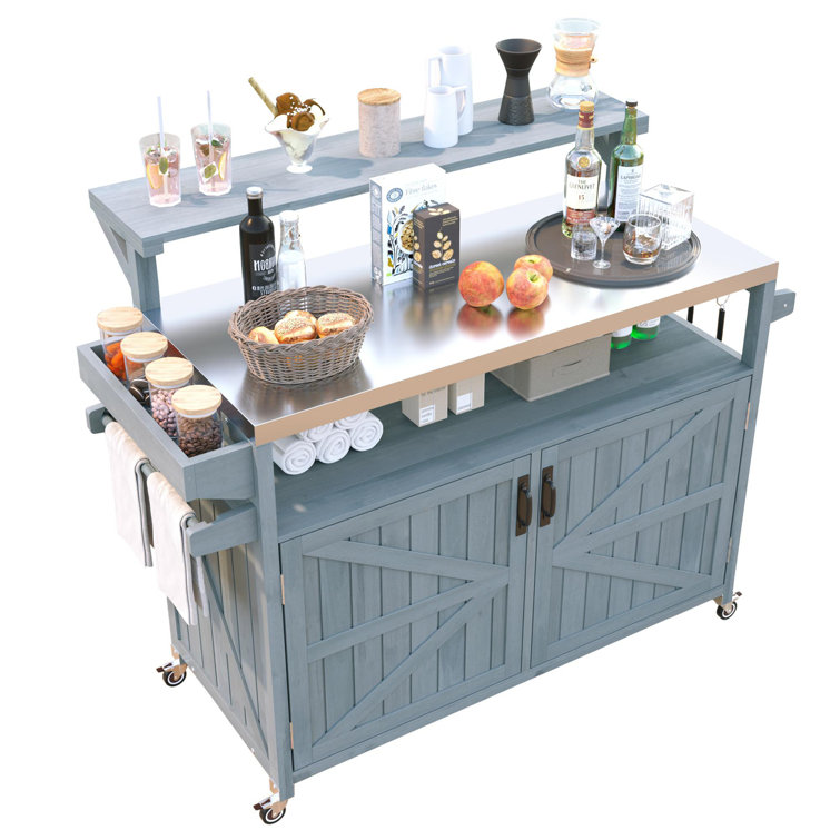 Latitude Run® Outdoor Kitchen Island with Raised Shelf | Wayfair