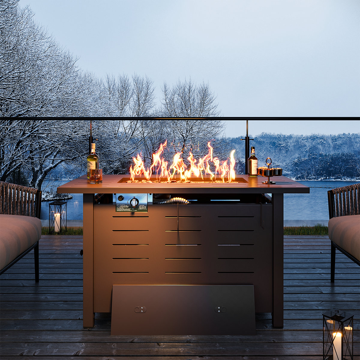 Latitude Run® 40 Inch Gas Fire Pit Table, CSA 48,000 Btu Propane Pits ...