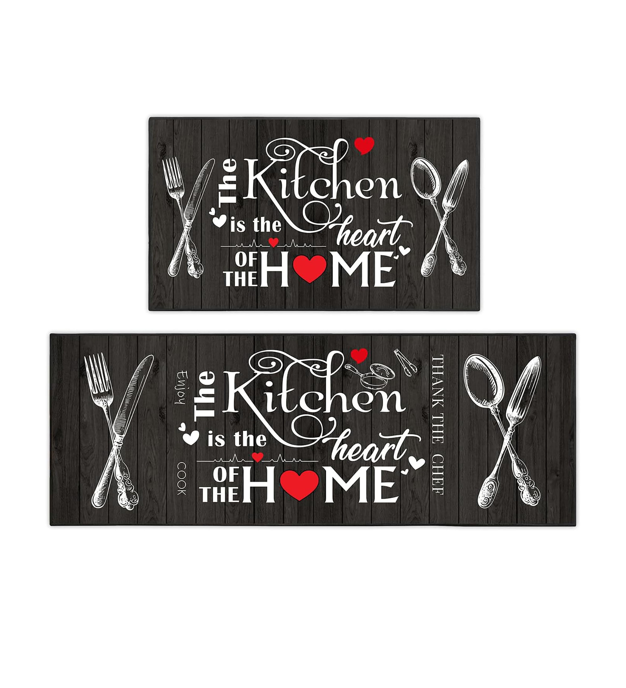 Beniar 2 Piece Farmhouse Kitchen Rug Set, Black And White Rustic ...