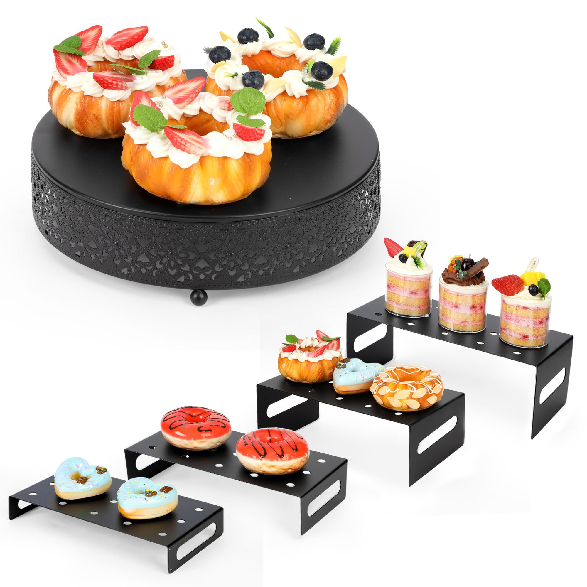 ATC HOLDINGS Set of 5 Gold Rectangular Metal Cake Stands, Cupcake and ...