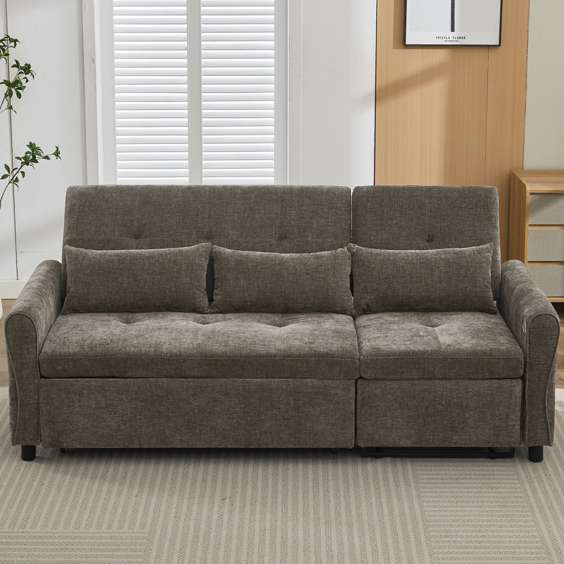 Hokku Designs 2-In-1 Sofa 82" Three-Seater Sofa With A Sofa Bed And A ...