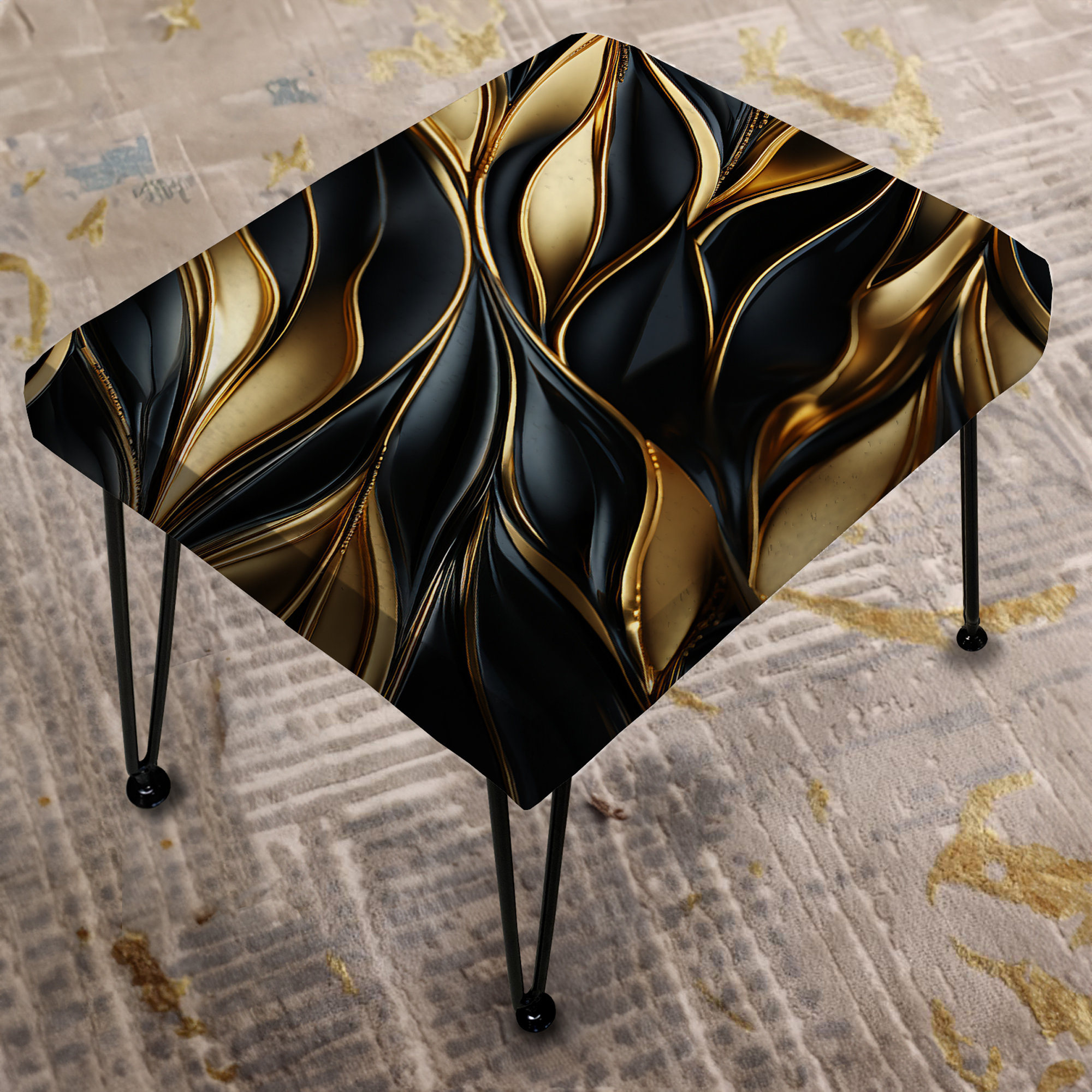 Design Art Opulent Black And Gold Glamour Pattern - Marble Rectangle ...
