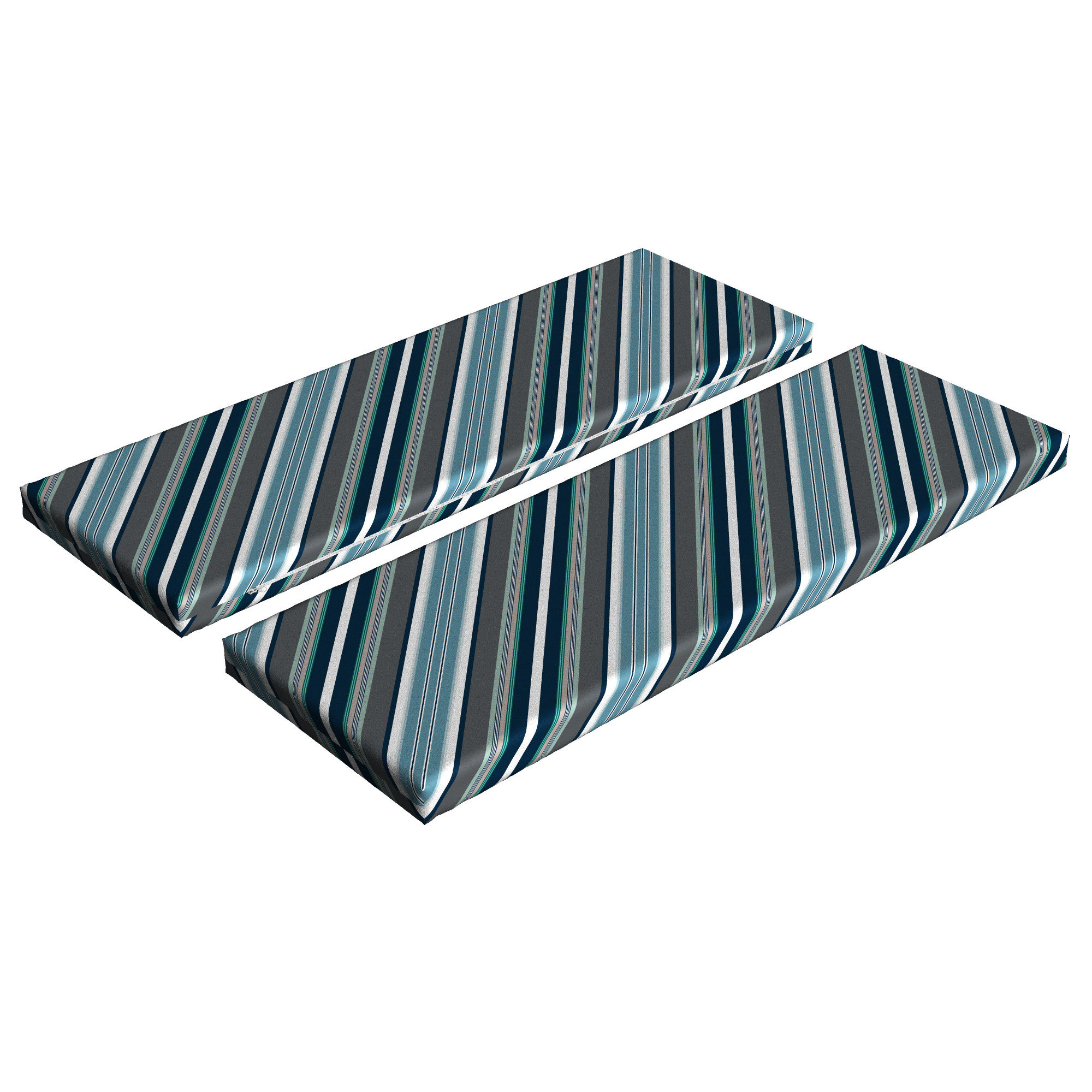 Ambesonne Striped Bench Cushion Set Of 2, Navy Retro Style Diagonal ...