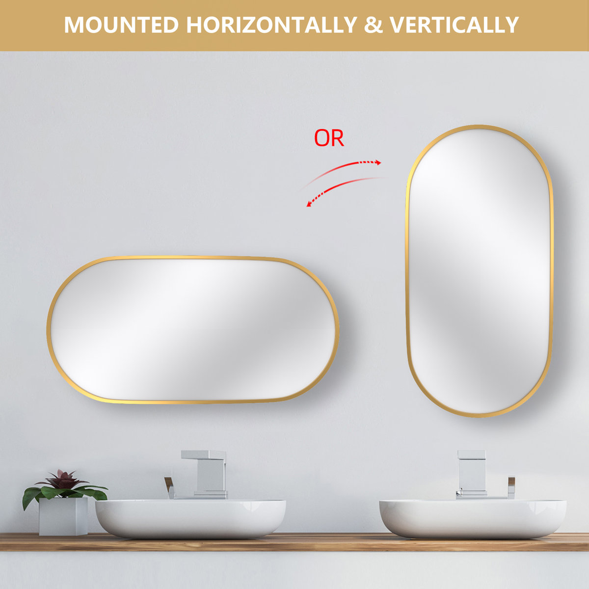 Ebern Designs Ahupendra 36"x18" Oval Bathroom Vanity Mirror For Wall ...