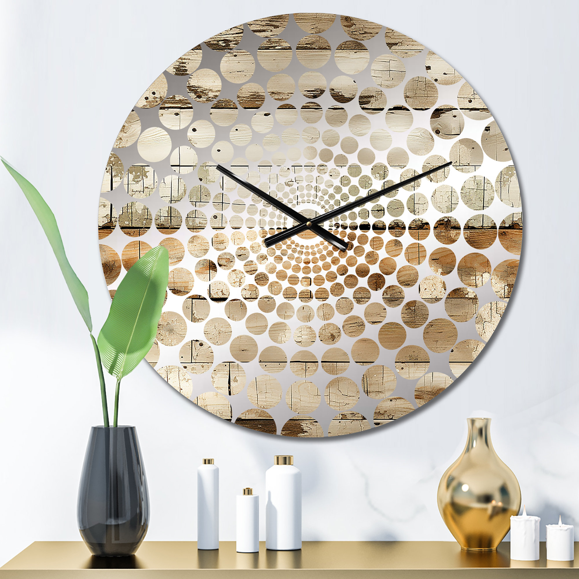 Design Art Rustic Farmhouse Weathered Planks - Vintage Wall Clock | Wayfair