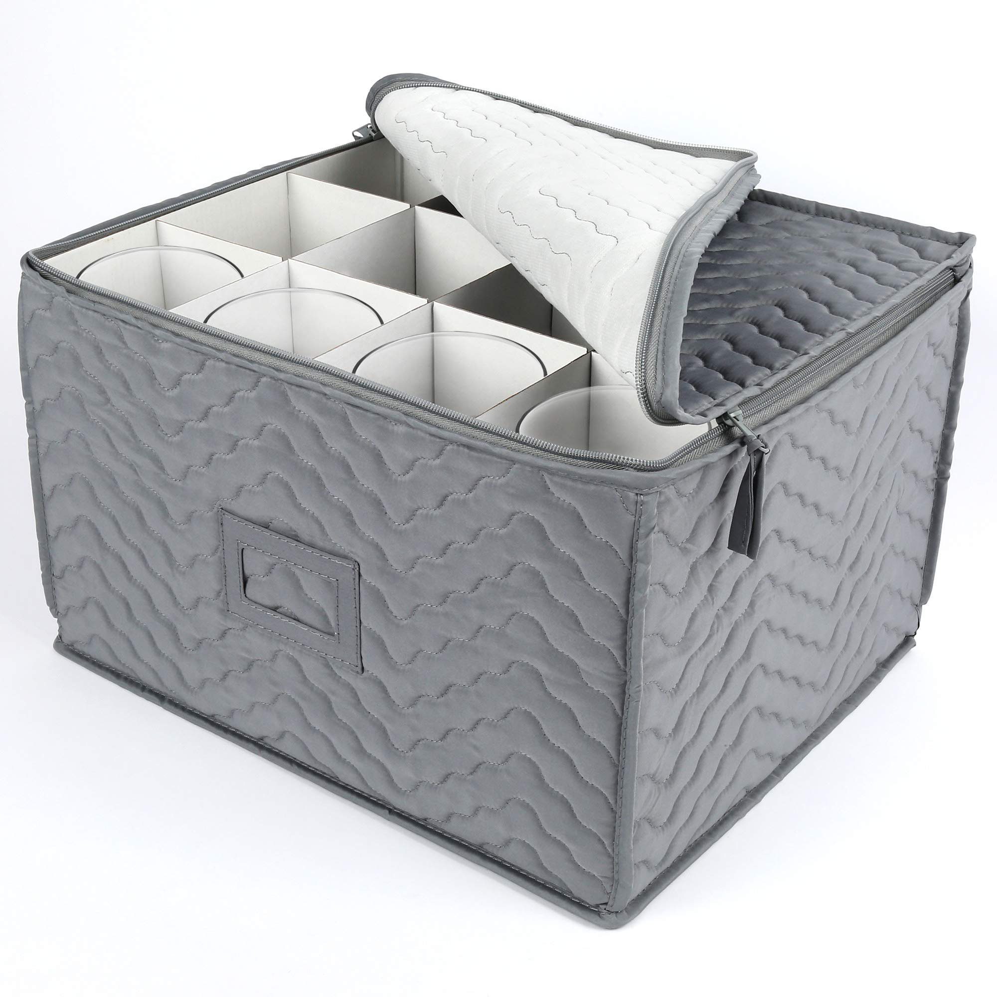 Prep And Savour Stemware Storage Container Deluxe Quilted Storage Case