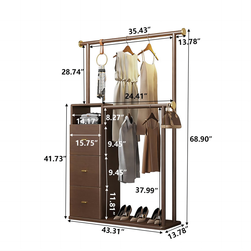 Recon Furniture 43.31'' Solid Wood Clothing Rack | Wayfair