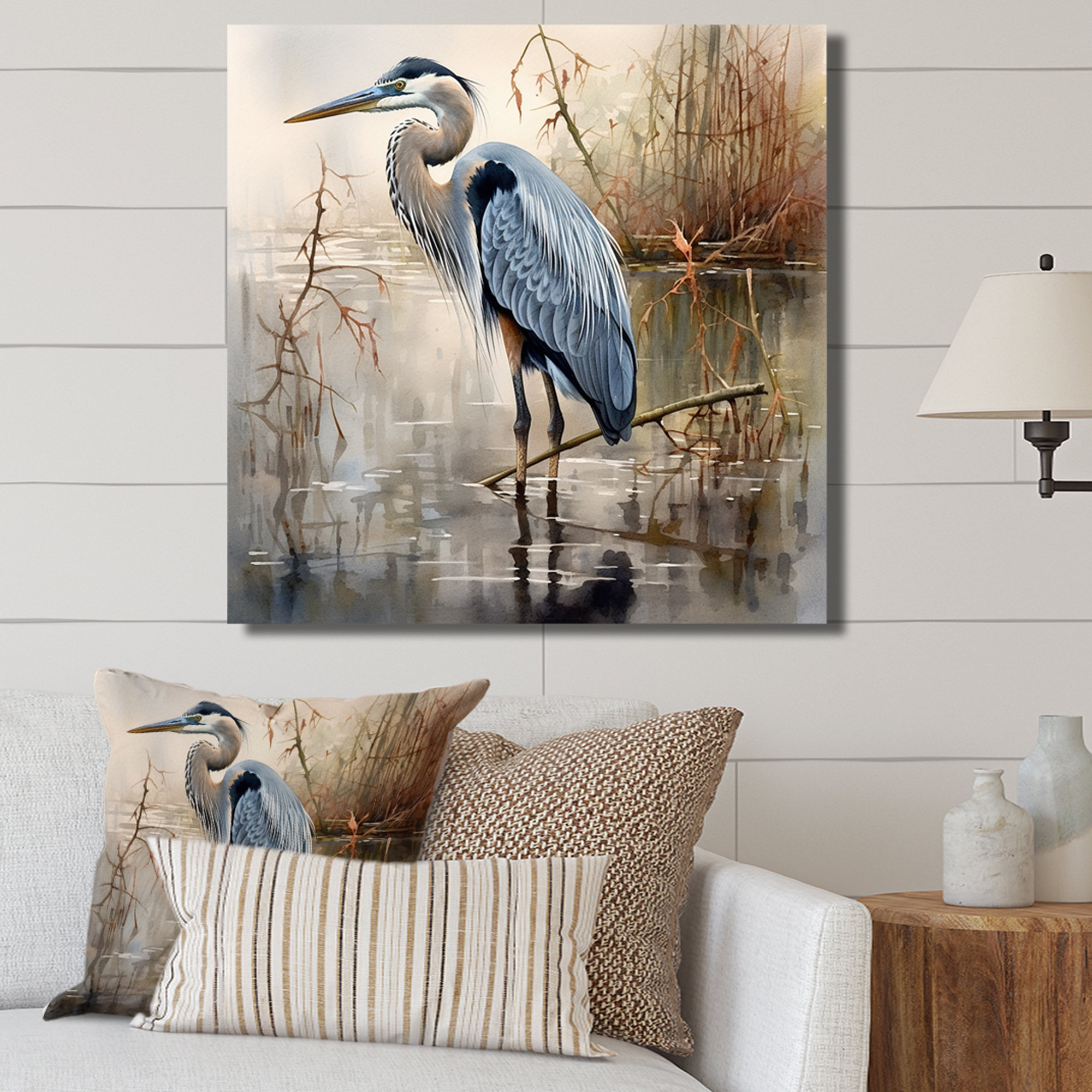 Highland Dunes Graceful Heron Waterbird IV - Heron Wall Art Decor ...