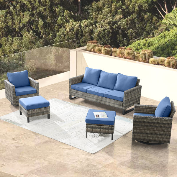 Latitude Run® Gracelin 5 - Person Outdoor Seating Group with Cushions ...