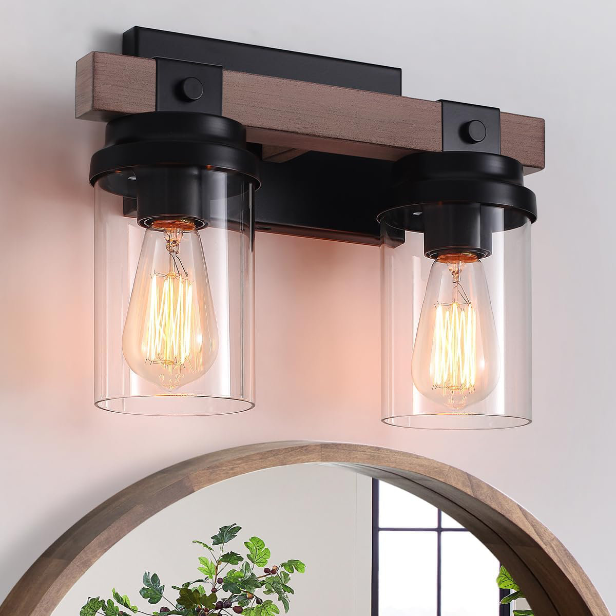 17 Stories 2 Light Farmhouse Vanity Light, Rustic Bathroom Light ...