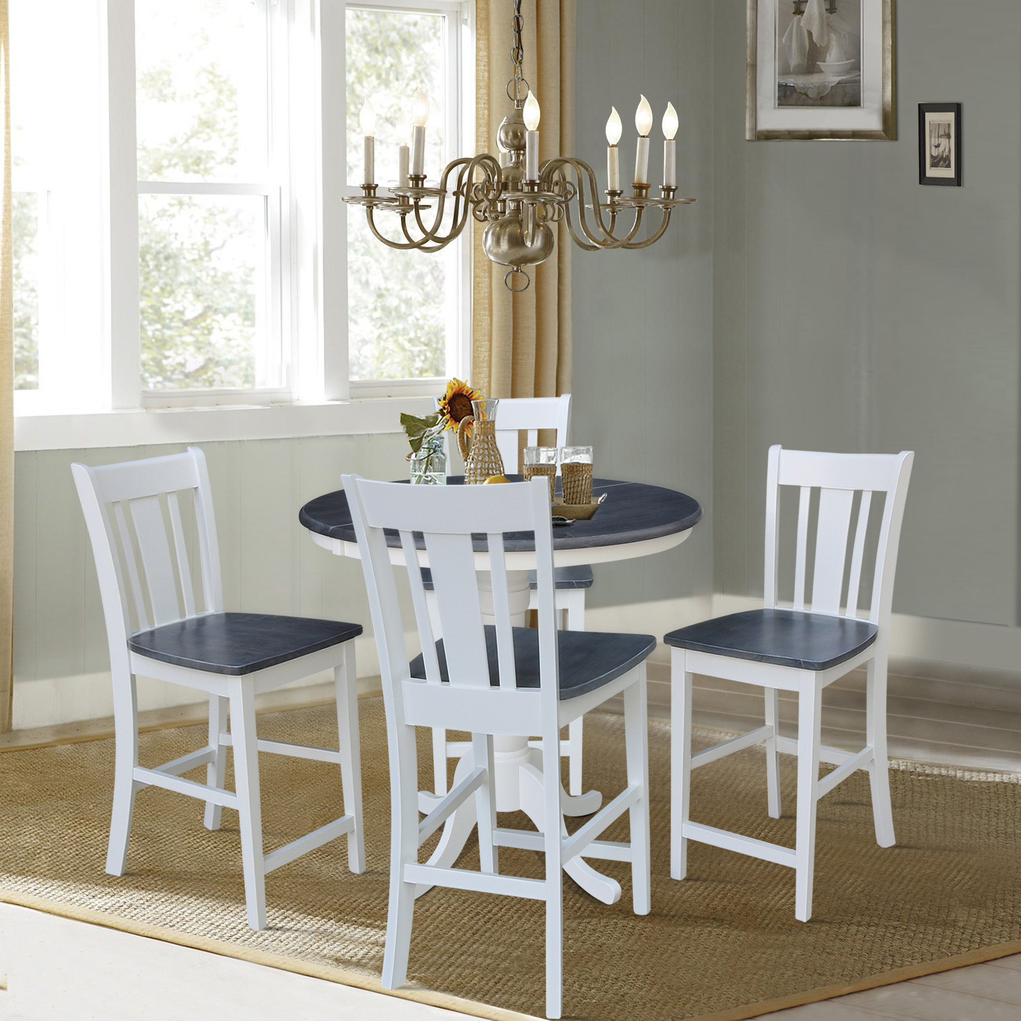 Darby Home Co Laborde Counter Height Extendable Solid Wood Dining Set ...