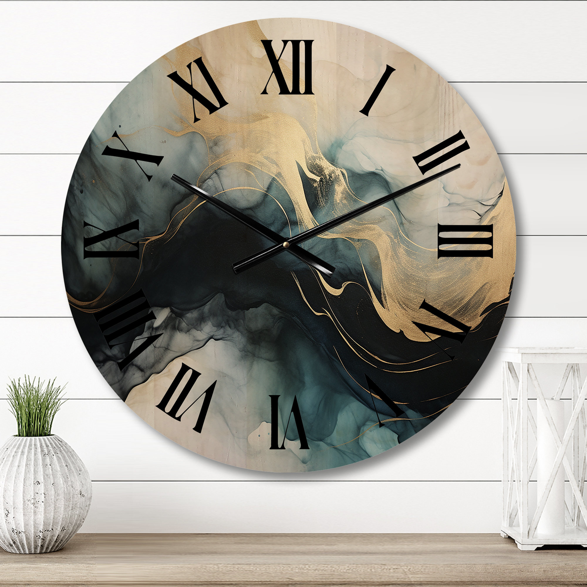 East Urban Home Subtle Sensations Nova Blue and Gold Watercolor I ...