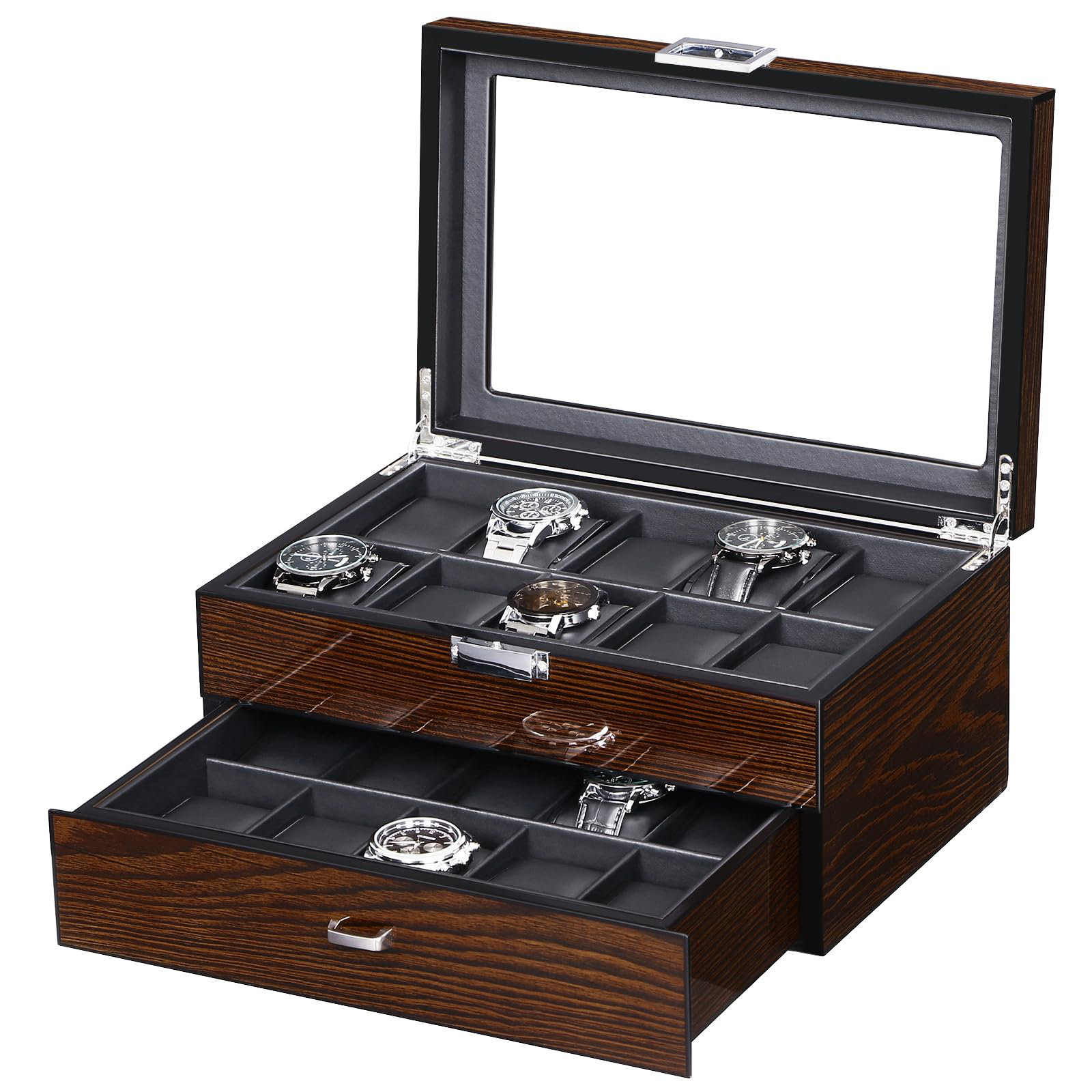 Latitude Run® Watch Box, 20 Slots Watch Case - Luxury Watch Organizer ...