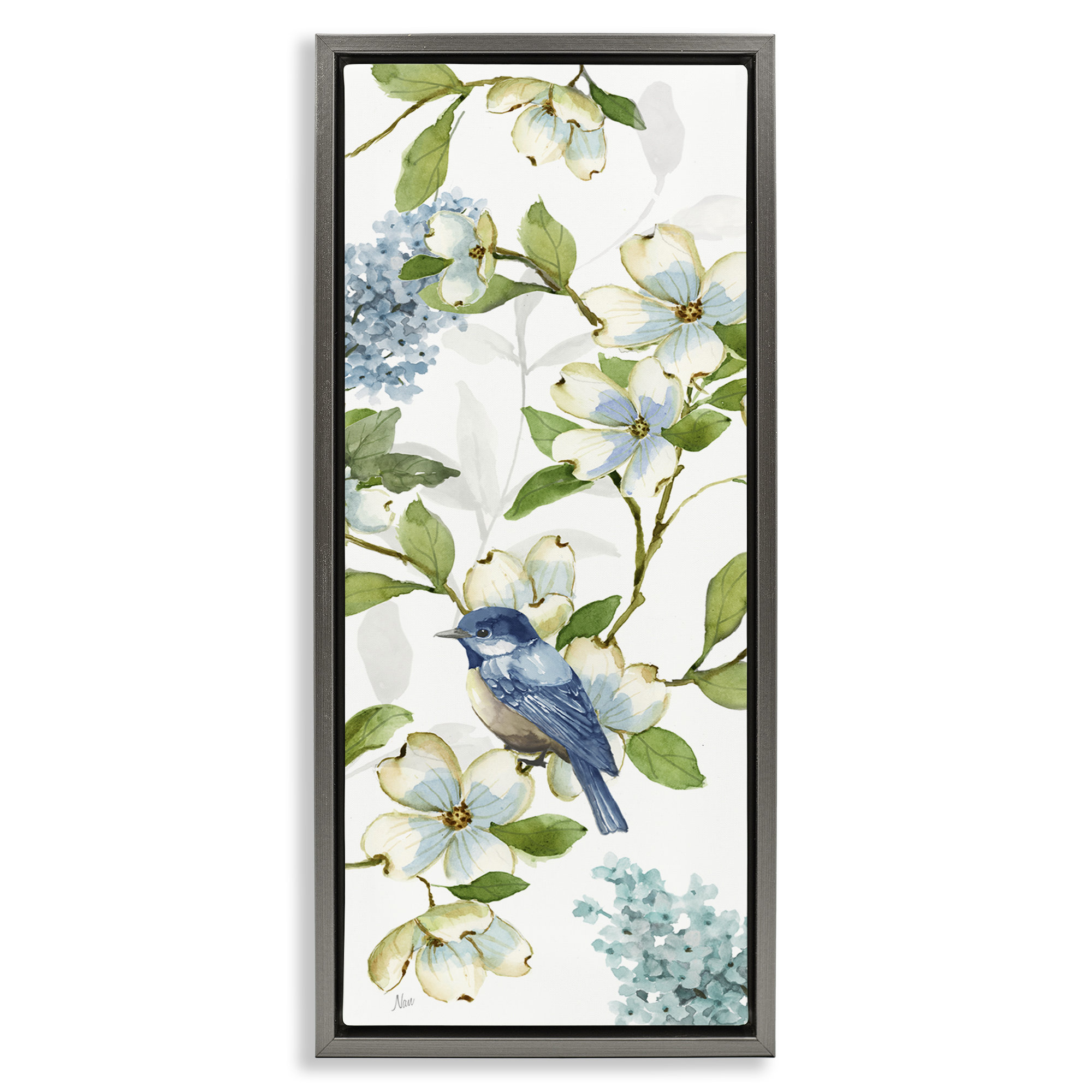 Lark Manor™ Dogwood Flowers & Bird Floater Canvas Wall Art by Nan | Wayfair