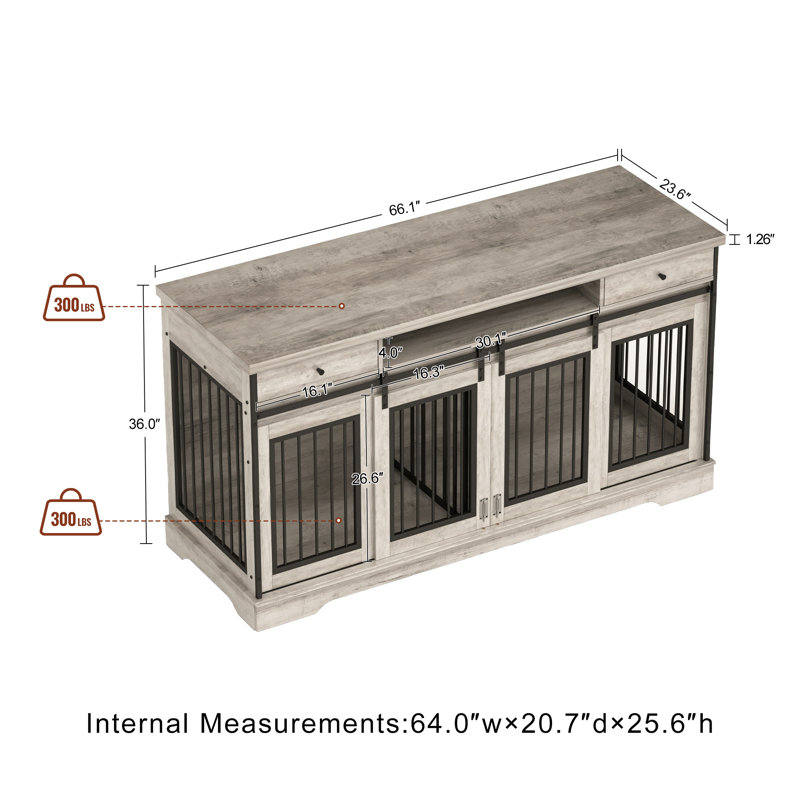 Tucker Murphy Pet™ 66'' Furniture Dog Crate Dog Cage TV Cabinet W/2 ...