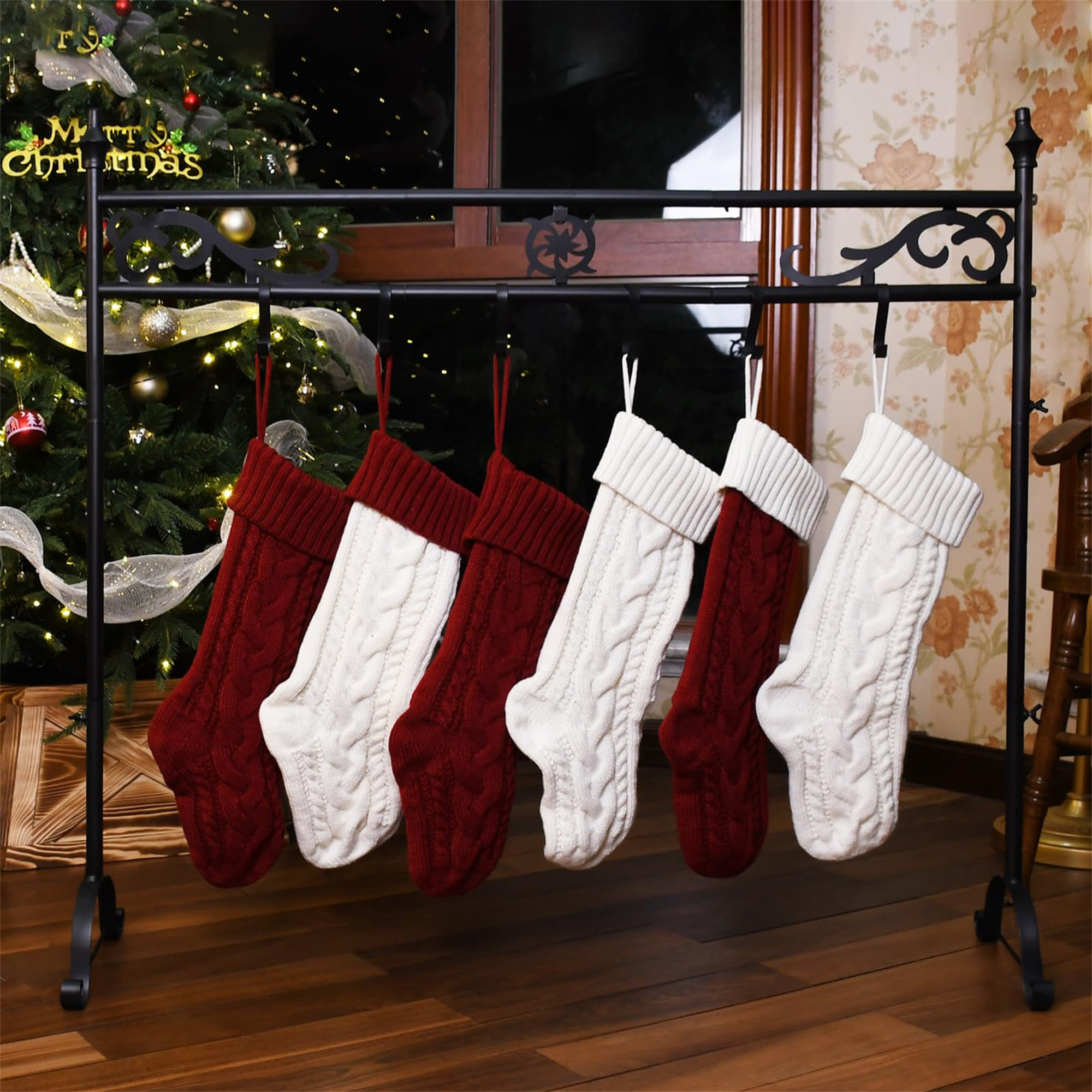 transparent.0 Christmas Stocking Holder With 10 Hooks, Metal Stocking ...