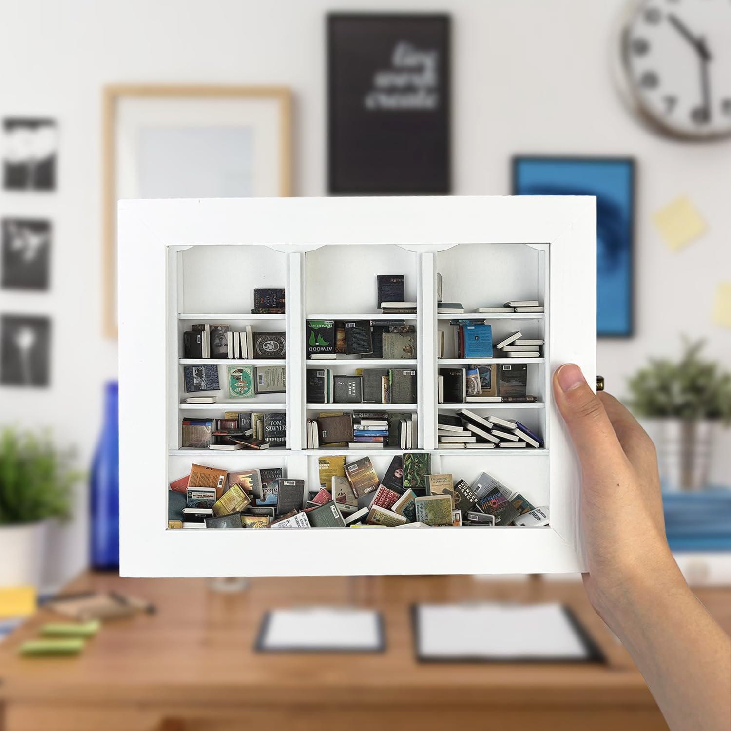 Winston Porter Anxiety Bookshelf With 300Pcs Mini Books,Mini Bookshelf ...